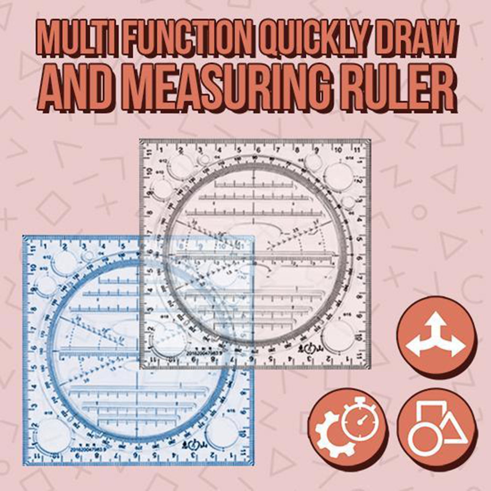 Multifunctional Drawing Ruler Blue Multi Function Quickly Draw and ...