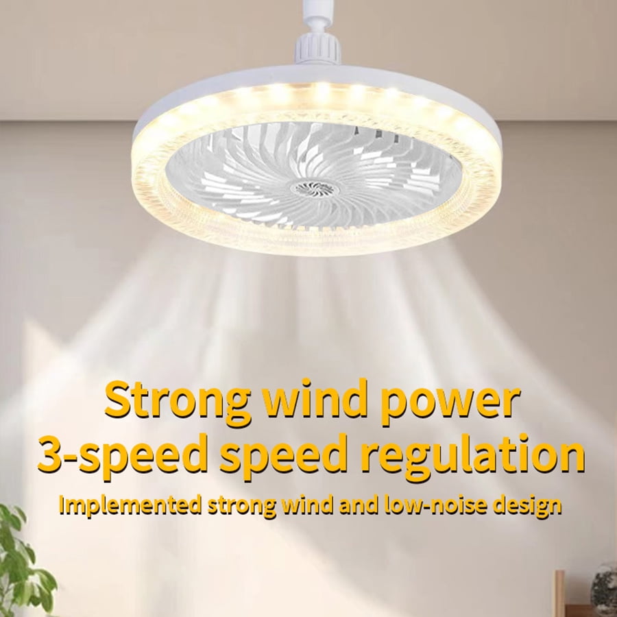 Multifunctional E27 Ceiling Fan, 3-speed Dimmable LED Ceiling Fan With ...