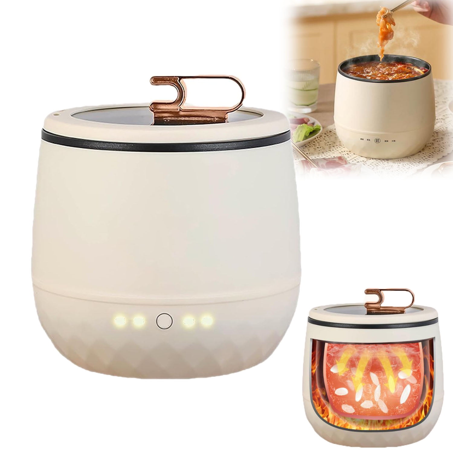 Multifunctional Electric Mini Cooker, 1.8L Portable Ramen Pot for ...