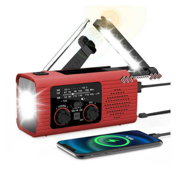 Multifunctional FMAM solar power hand cranked charging e phone emerncy ...