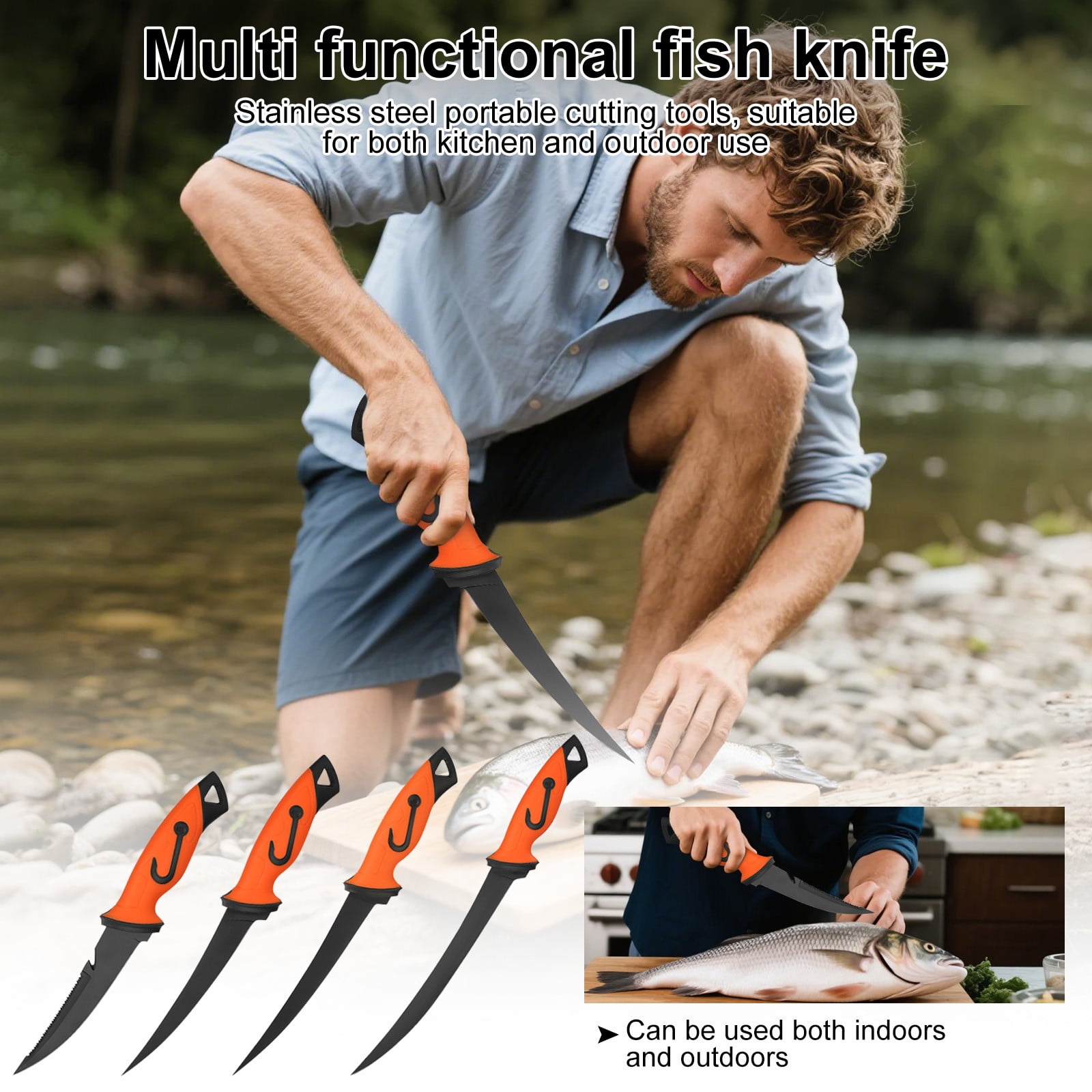 Multifunctional Fish Fillet Knife Set, Durable Fishing Knife with Anti ...