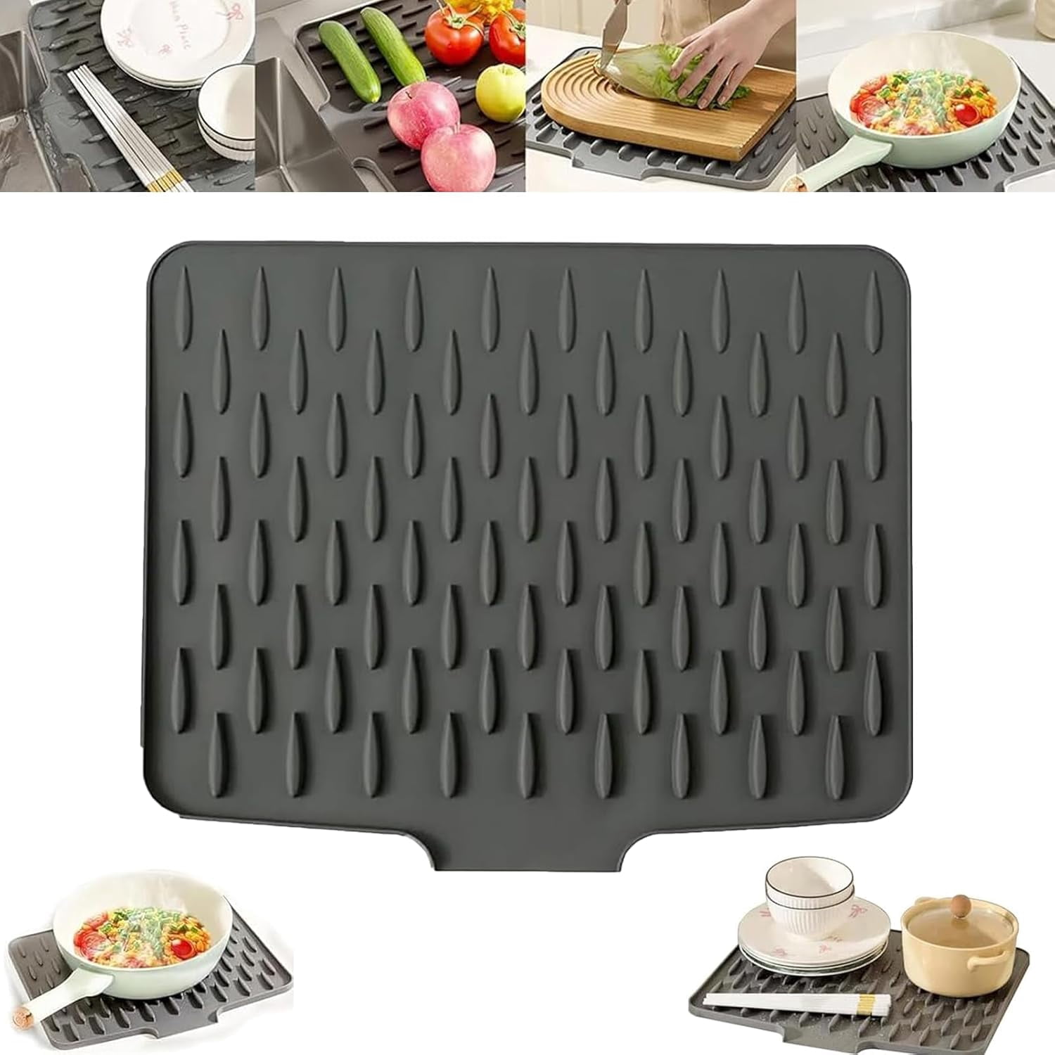 Multifunctional and Fold able Silicone Drainage Mat, Non-Slip Heat ...