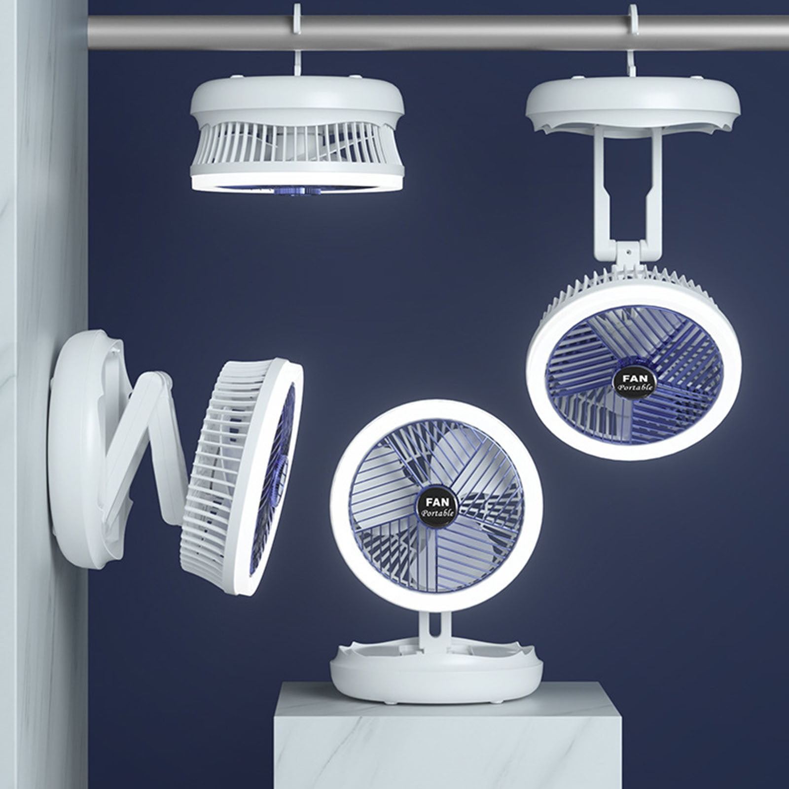 Multifunctional Foldable Desktop Fan, USB Charging Small Fan with Night ...