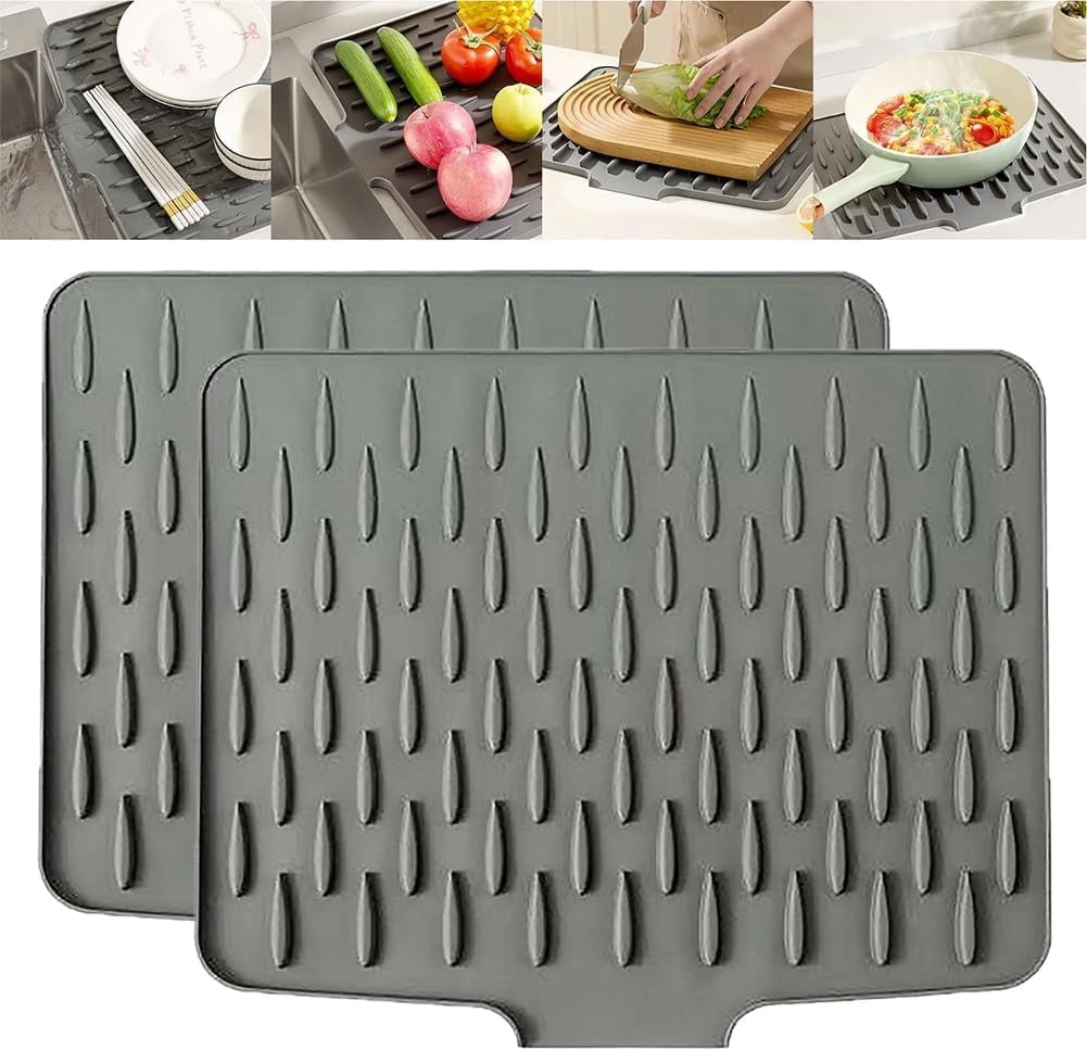 Multifunctional and Foldable Silicone Drainage Mat, Dish Drying Mat for ...