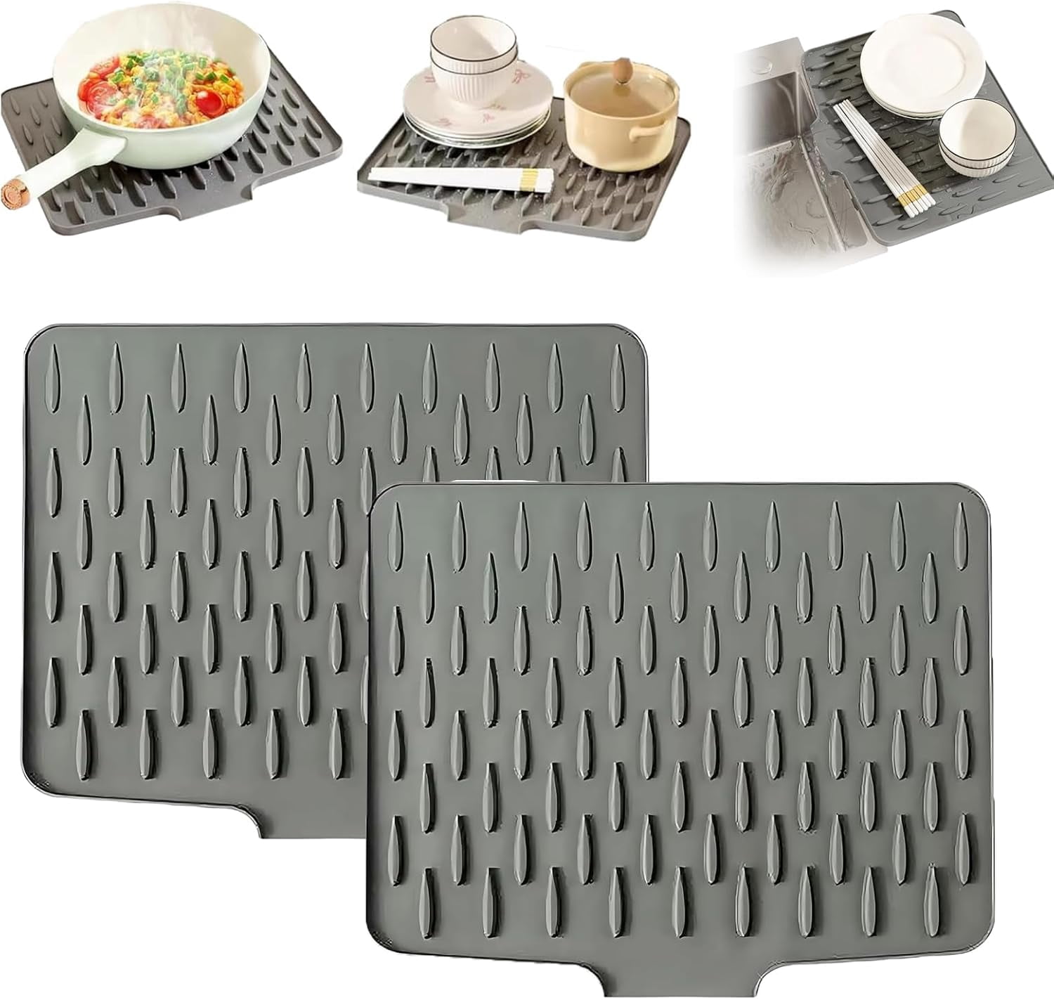 Multifunctional and Foldable Silicone Drainage Mat, Non-Slip Heat ...