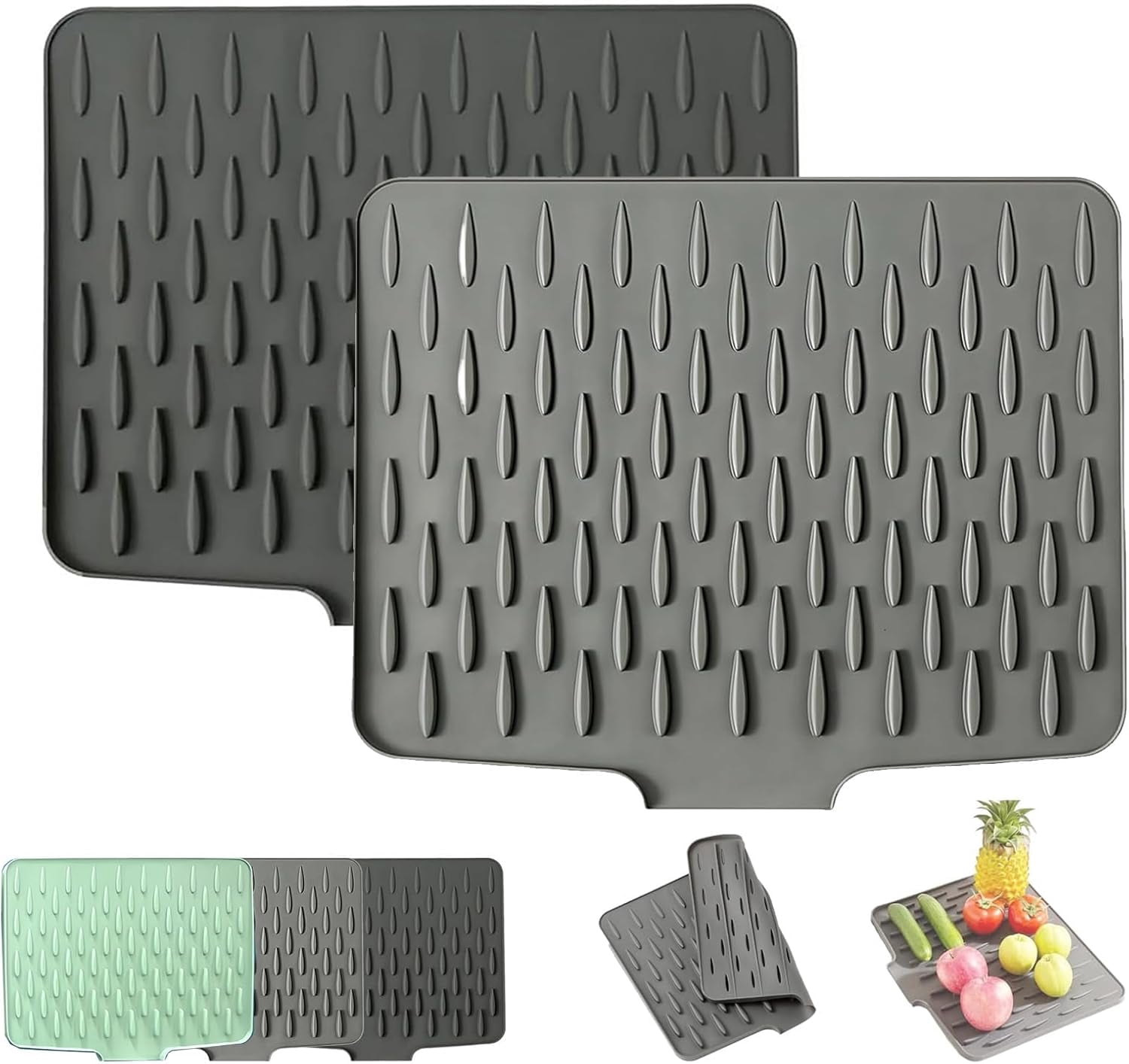 Multifunctional and Foldable Silicone Drainage Mat,Non-slip Dish Drying ...
