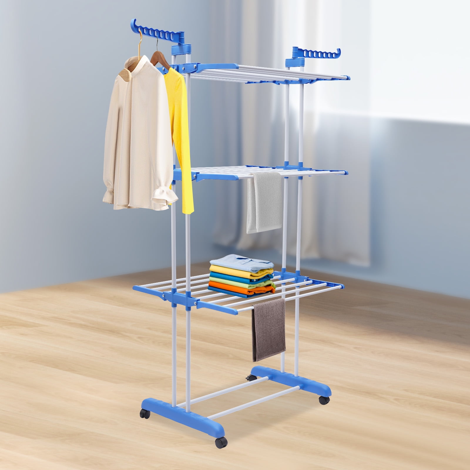 Multifunctional Folding Dryer Hanger Storage, 6 Retractable Trays, 2 ...