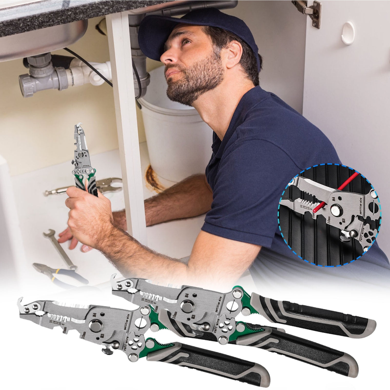 Multifunctional Folding Wire Stripper | Universal Cable Splitter & Crimper Tool | High-Carbon ...