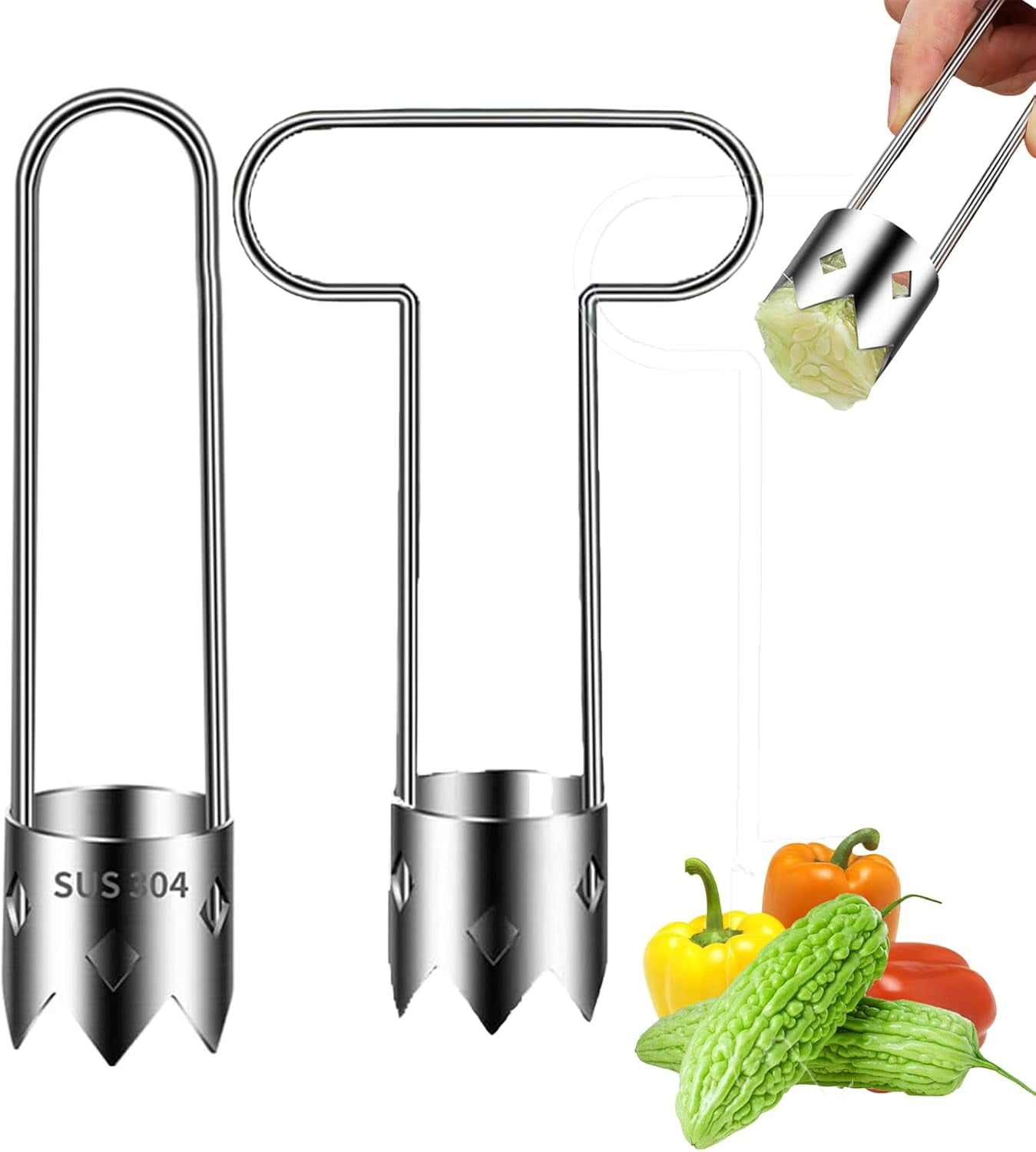 Multifunctional Fruit And Vegetable Core Remover,Red Bell Pepper Seed Corer Universal Stainless ...