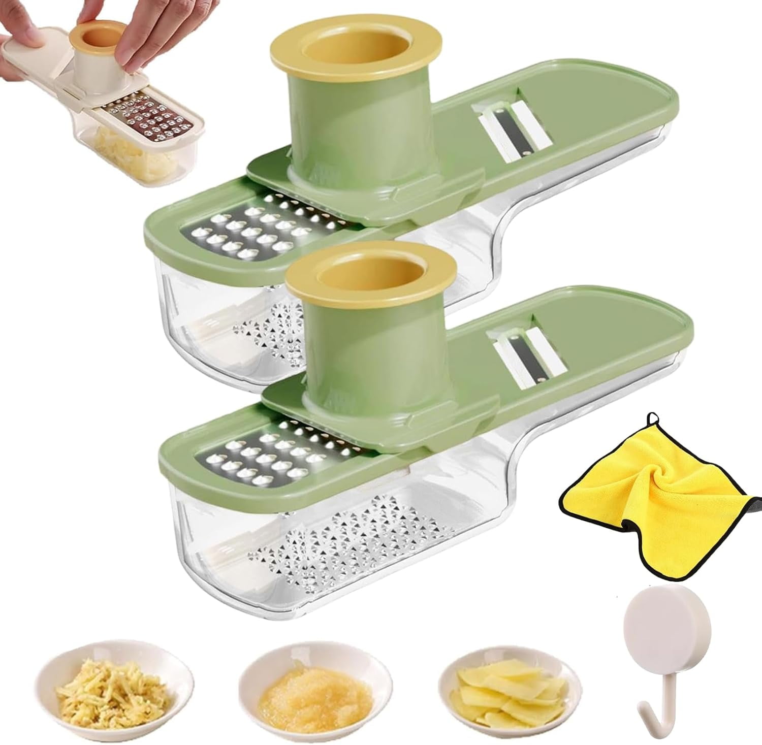 Multifunctional Garlic Grinder & Mandoline Slicer, 3-in-1 Mini Ginger ...