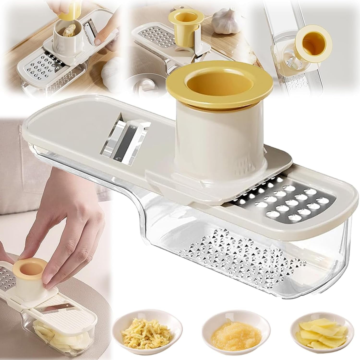 Multifunctional Garlic Grinder & Mandoline Slicer, Mini Slicer That Can ...