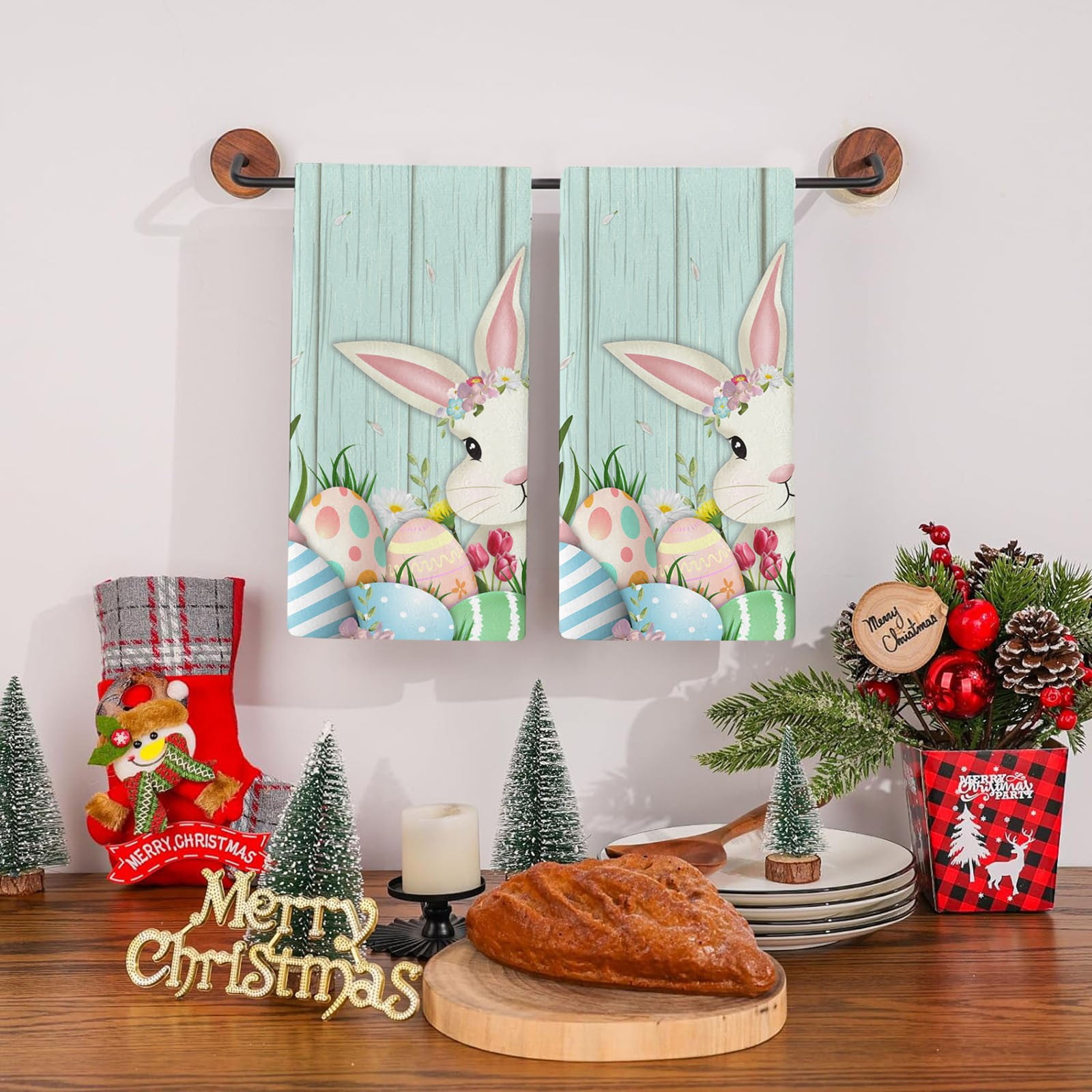 Multifunctional Hand Towel, Easter Kitchen Dish Towel, Rabbit Print ...