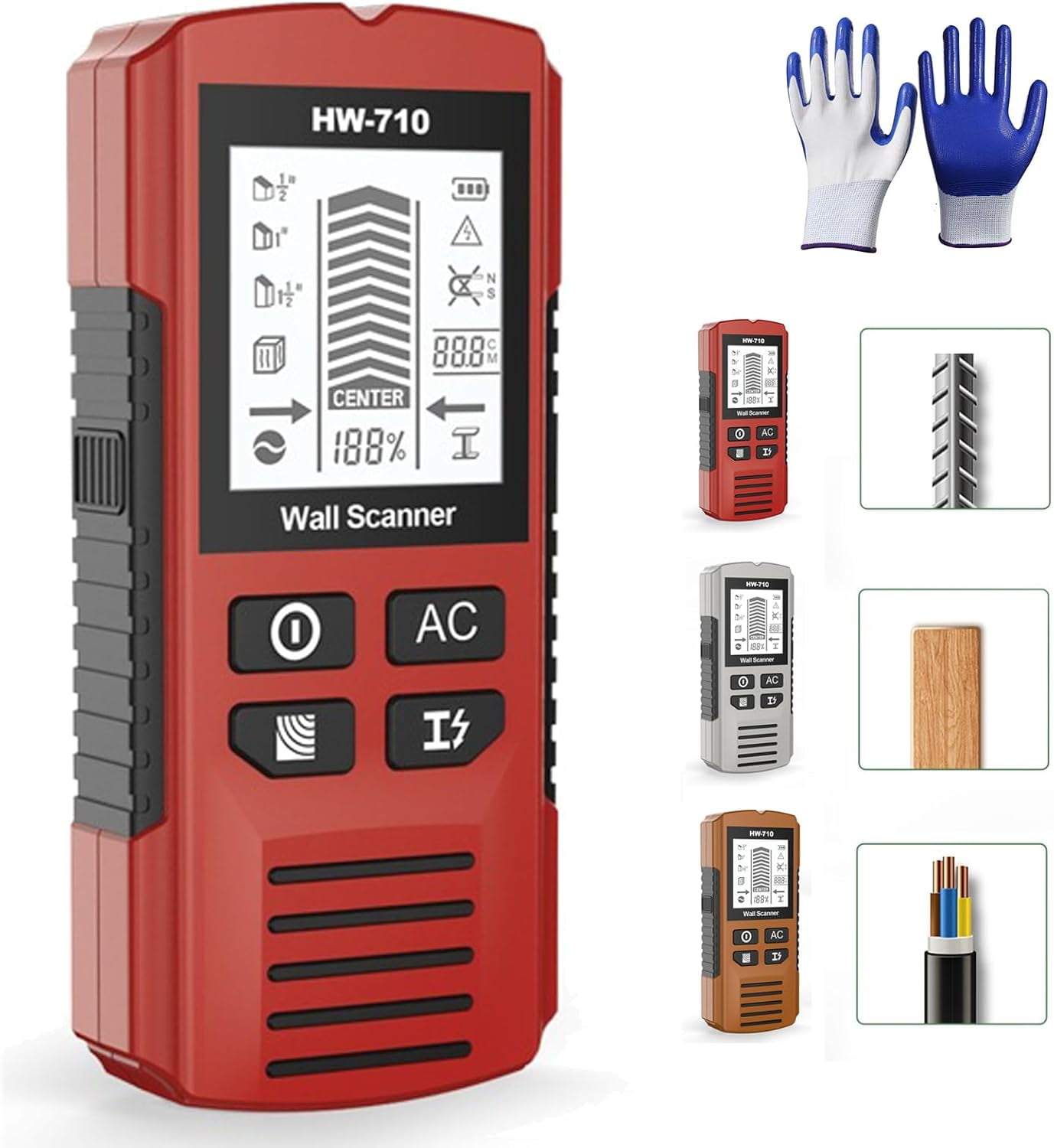 Multifunctional Handheld Metal & Wall Detector, 5 in 1 Stud Finder ...