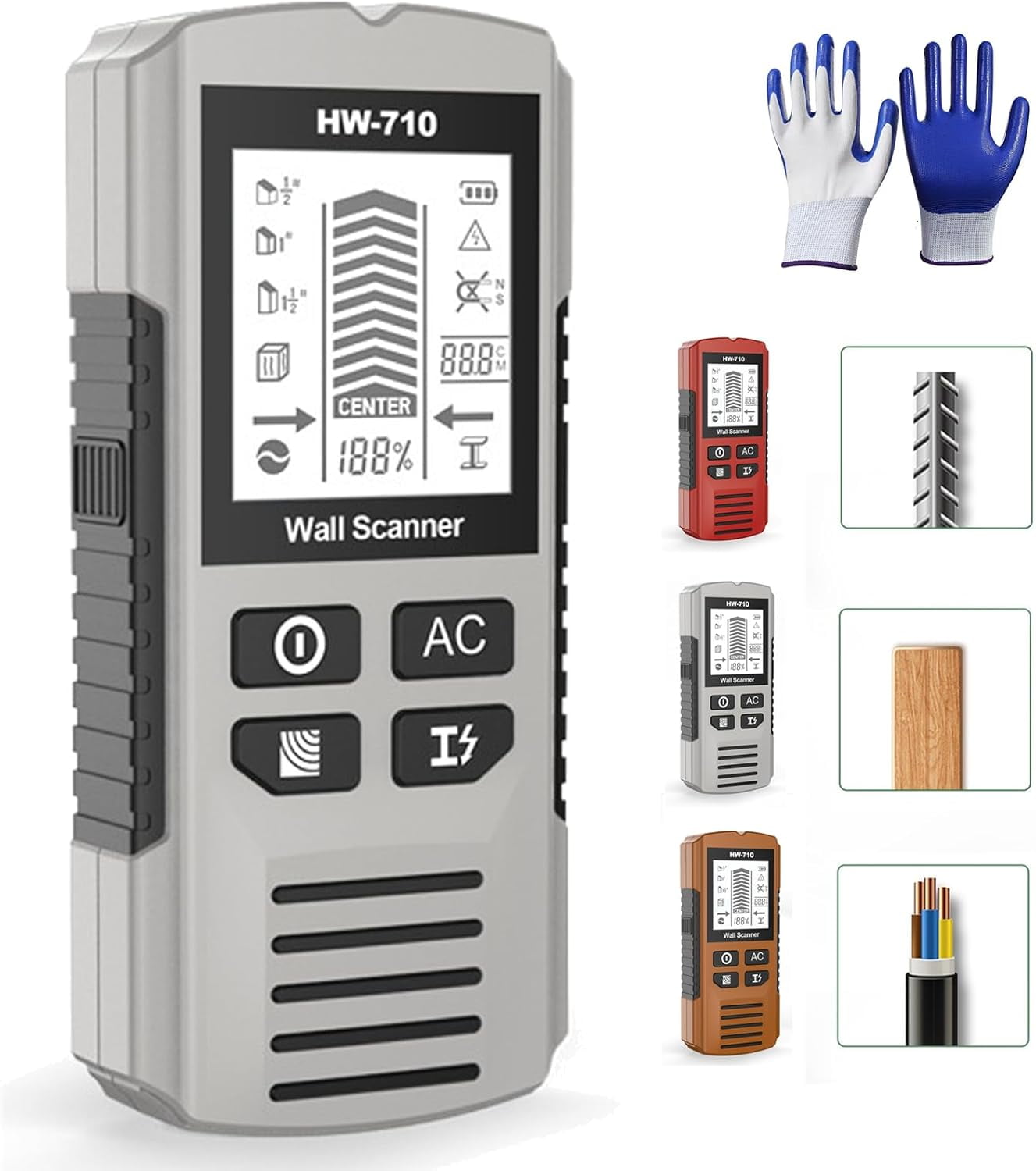 Multifunctional Handheld Metal & Wall Detector, 5 in 1 Stud Finder ...