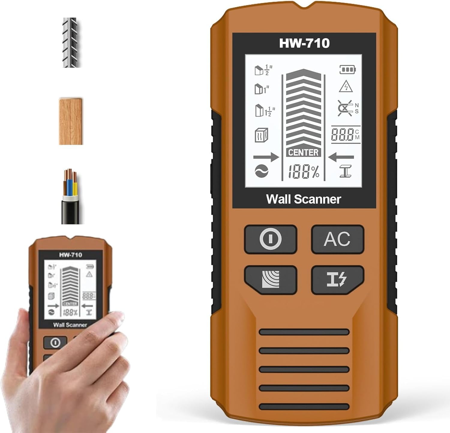 Multifunctional Handheld Metal & Wall Detector, 5 in 1 Stud Finder ...