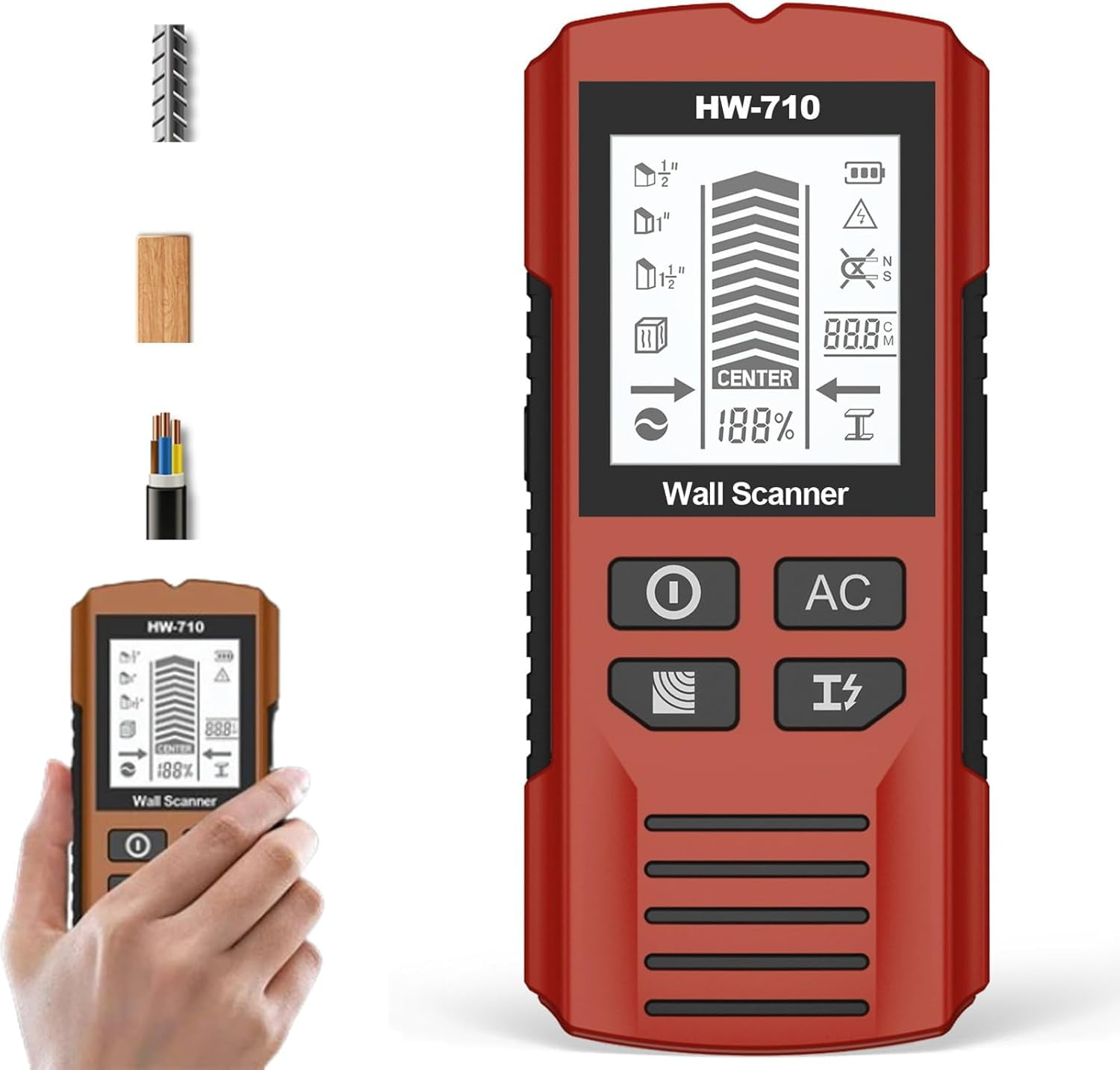 Multifunctional Handheld Metal & Wall Detector, 5 in 1 Stud Finder ...