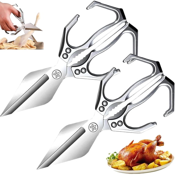Multifunctional Heavy-Duty Kitchen Shears, 2-Piece Poultry Scissors for ...