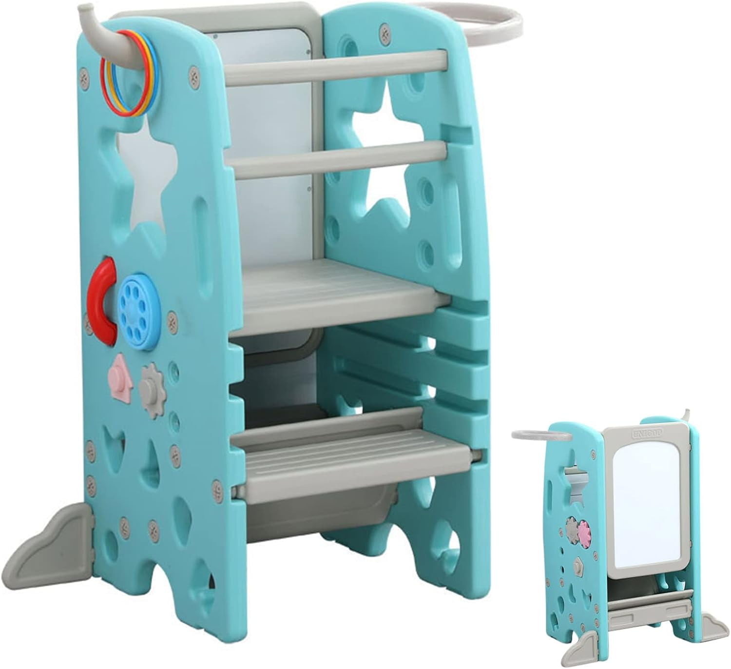Multifunctional Kids Step Stool with Double Safety Rails, Height ...