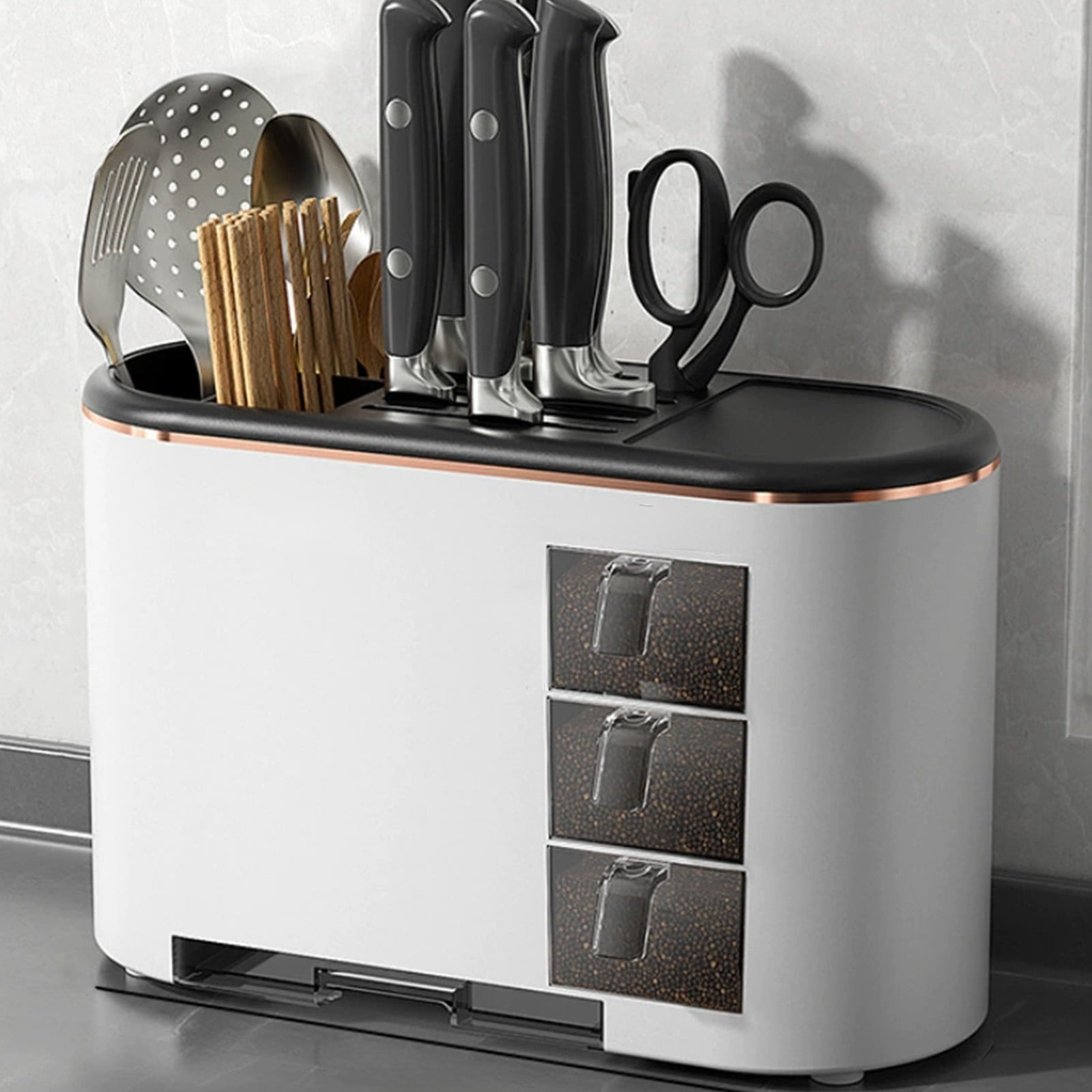 Multifunctional Kitchen Organizer Shelf with Spice Rack, Knife Holder ...