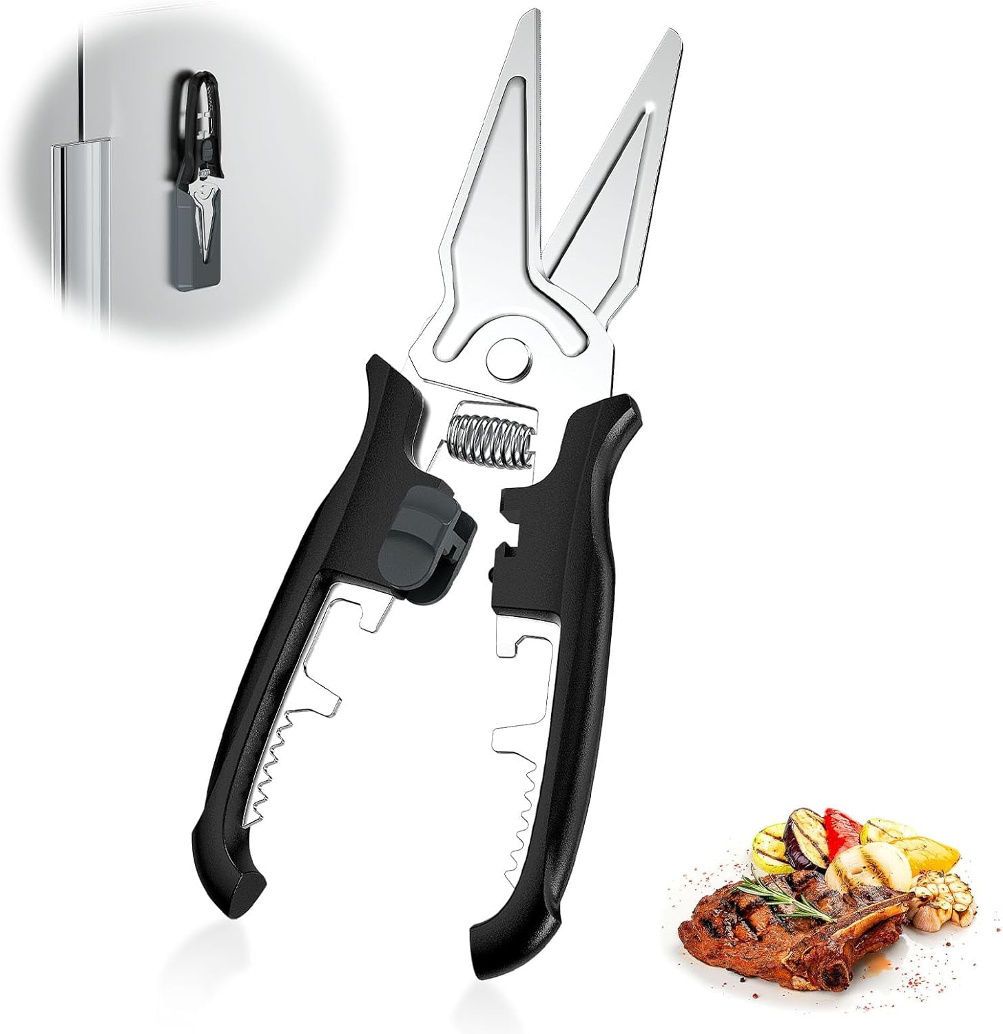 Multifunctional Kitchen Scissors - Kitchen Shears with Magnetic Holder ...