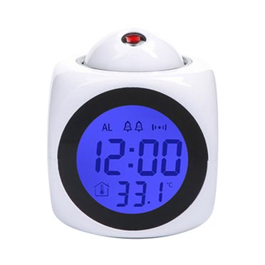 Moocorvic Digital LCD Voice Talking Multifunction LED Projection Alarm ...