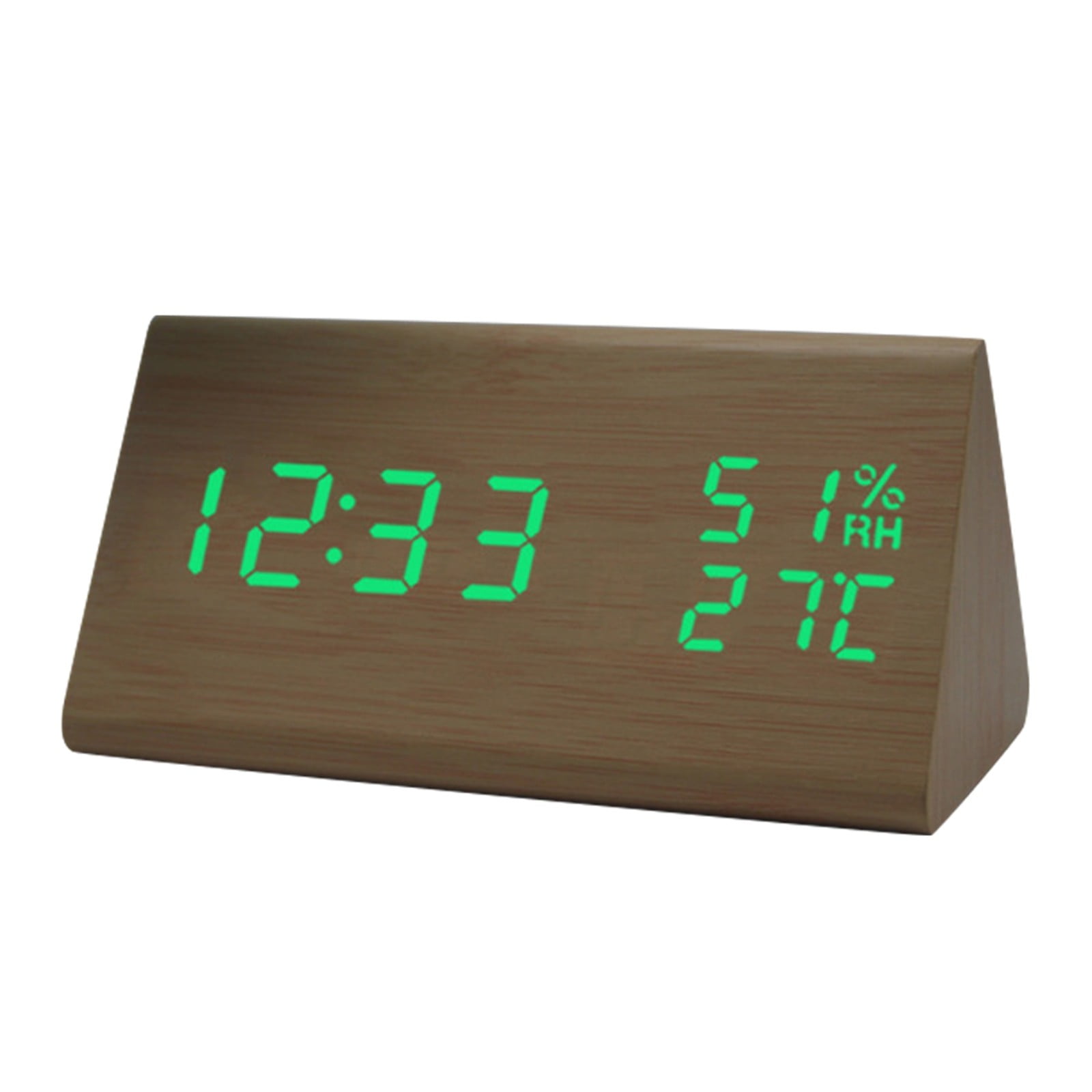 Multifunctional LED Wooden Digital Clock with Temperature Humidity ...