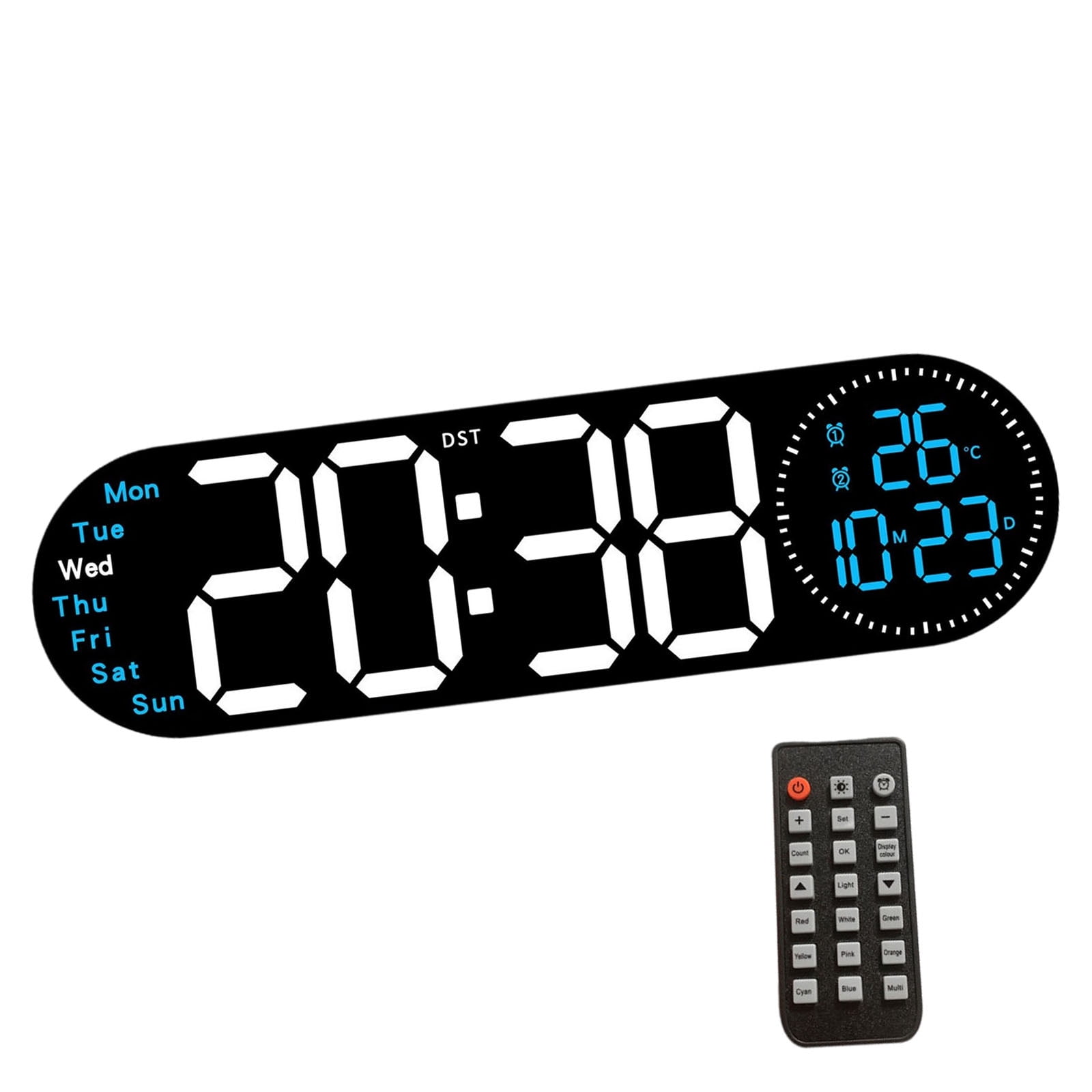 Multifunctional Large Digital Wall Clock with Remote Control 2 Alarm ...