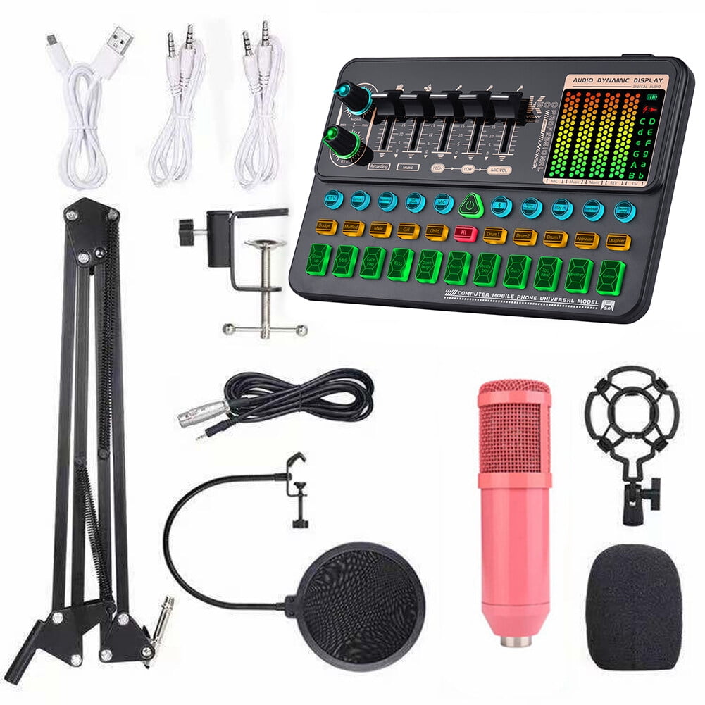 Multifunctional Live SK500 Sound Card and BM800 Suspension Microphone Kit Broadcasting Recording ...