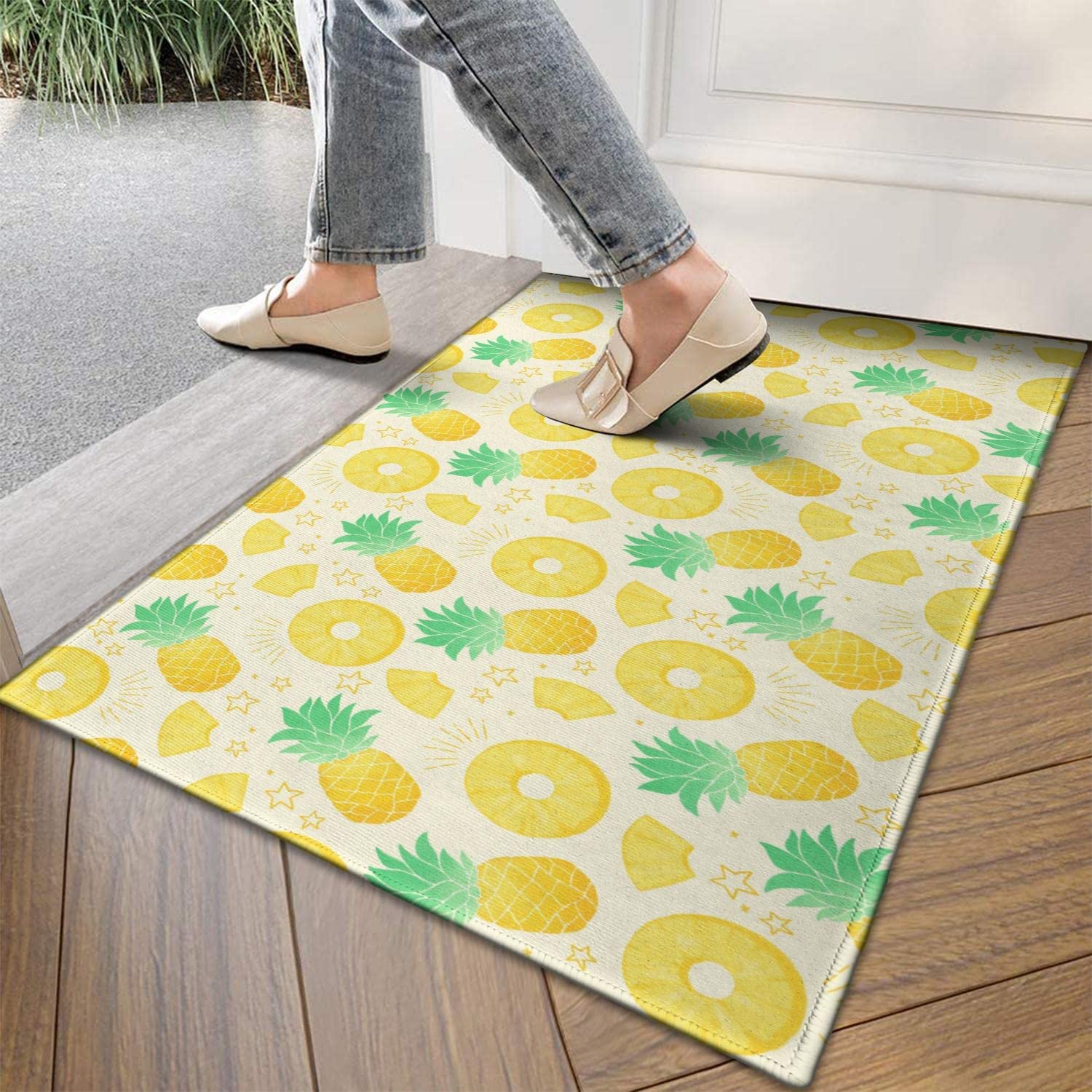 Multifunctional Long Strip Pineapple Rugs Summer Series Non-Slip Backed ...