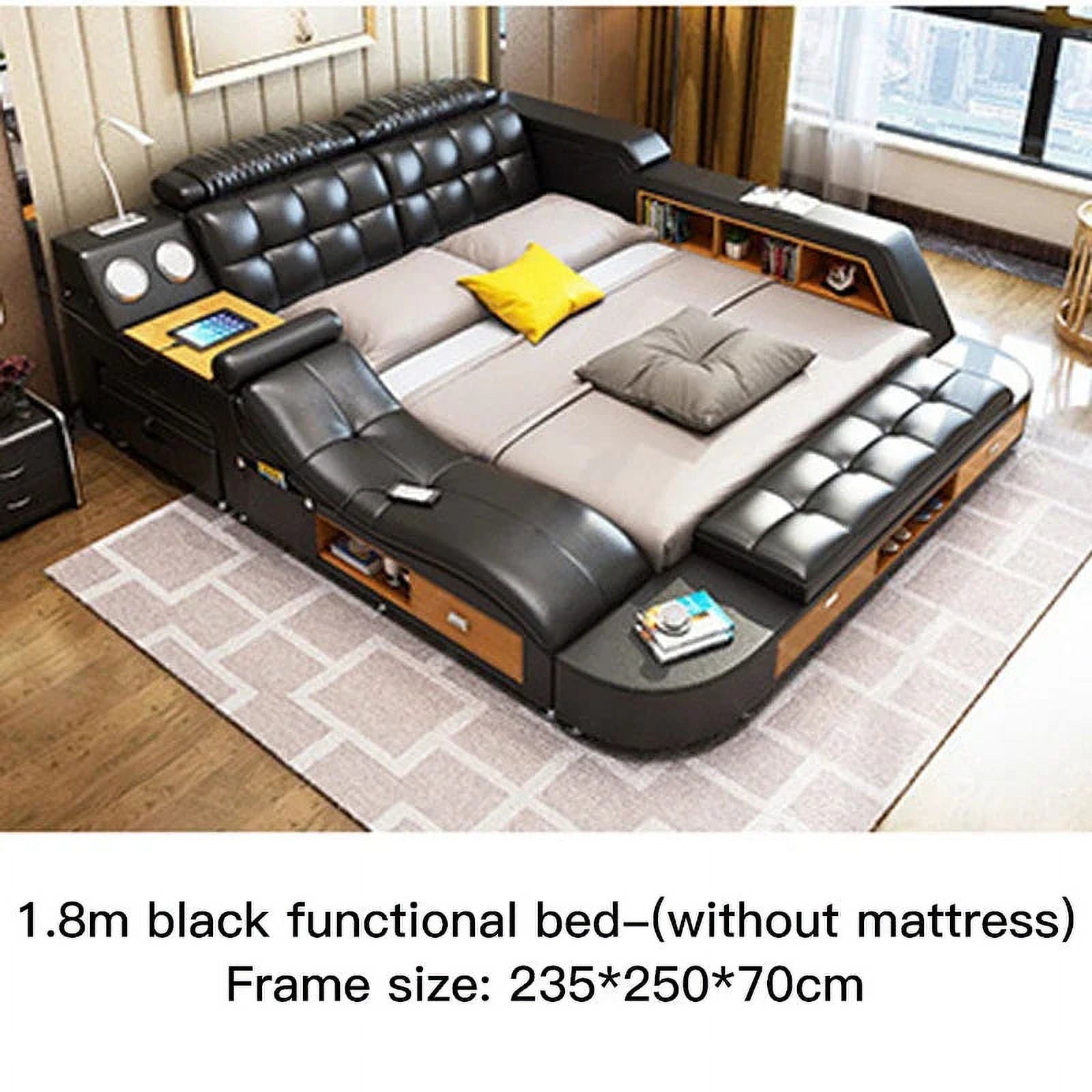 Multifunctional Master Bedroom Leather Queen Double Size Bed Modern ...