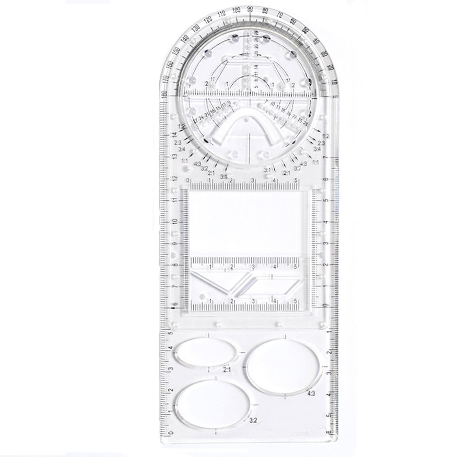 Multifunctional Math Ruler, Rotatable Drawing Template, Measuring Scale ...