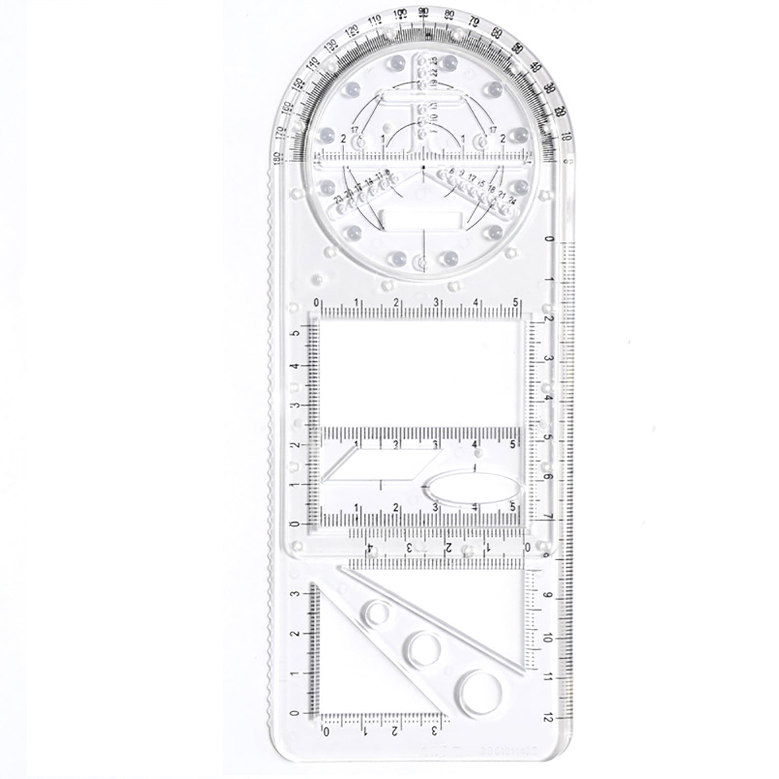 Multifunctional Math Ruler, Rotatable Drawing Template, Measuring Scale ...
