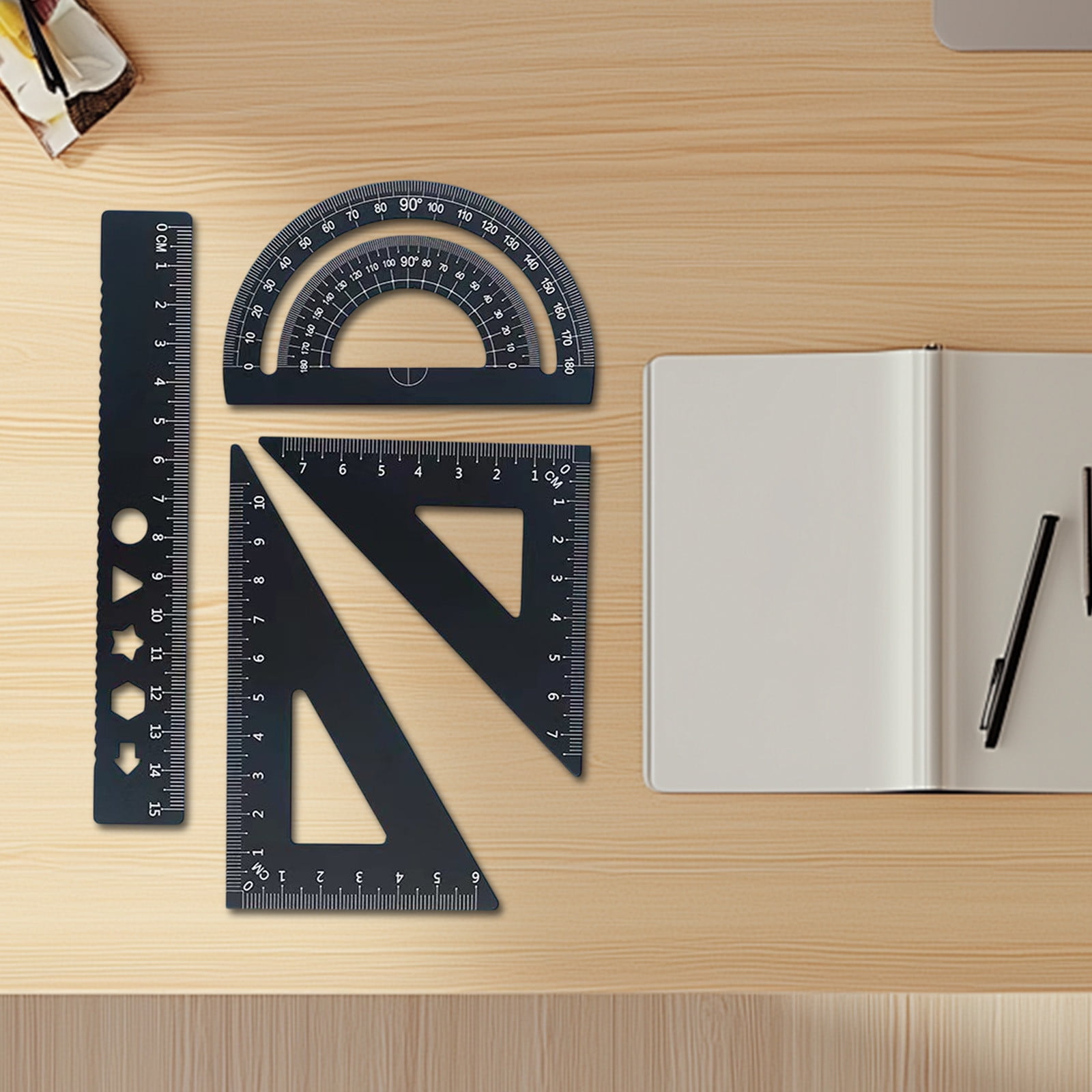 Multifunctional Metal Drawing Ruler Set with Straight Edge, Triangle ...