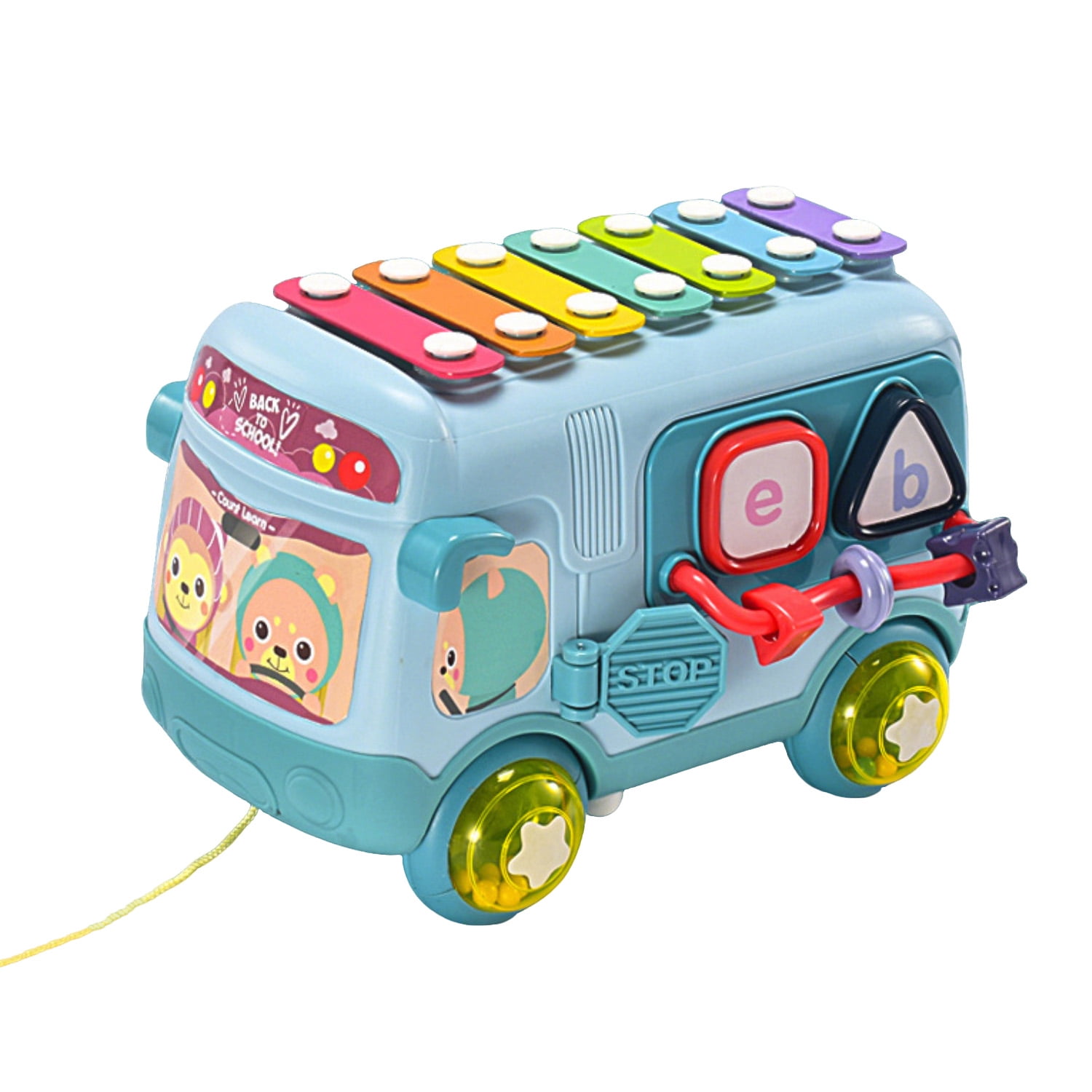Multifunctional Music Toy Bus with Shape Sorter & Walker, 7-Note ...