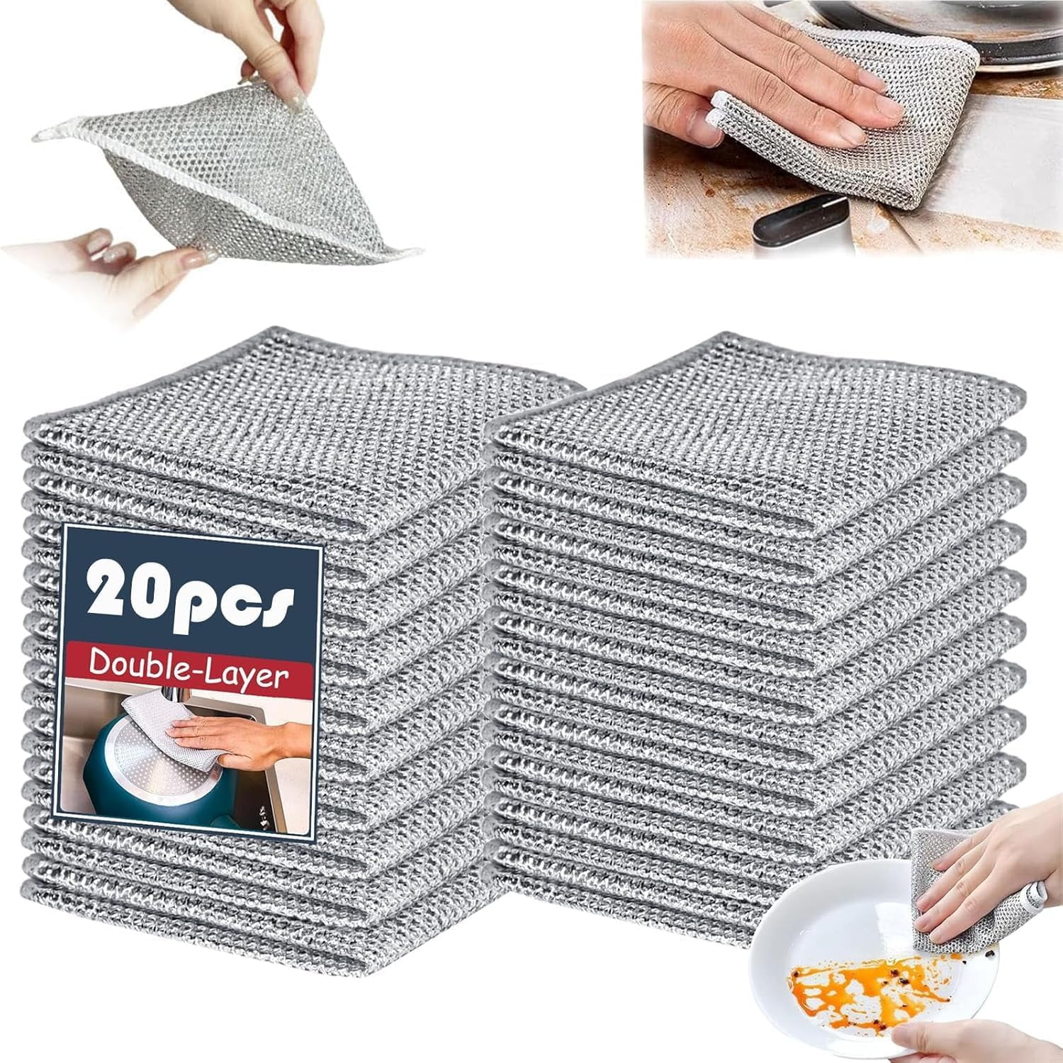 Multifunctional Non Scratch Dish Wash Cloth Double Layered Steel Wire ...