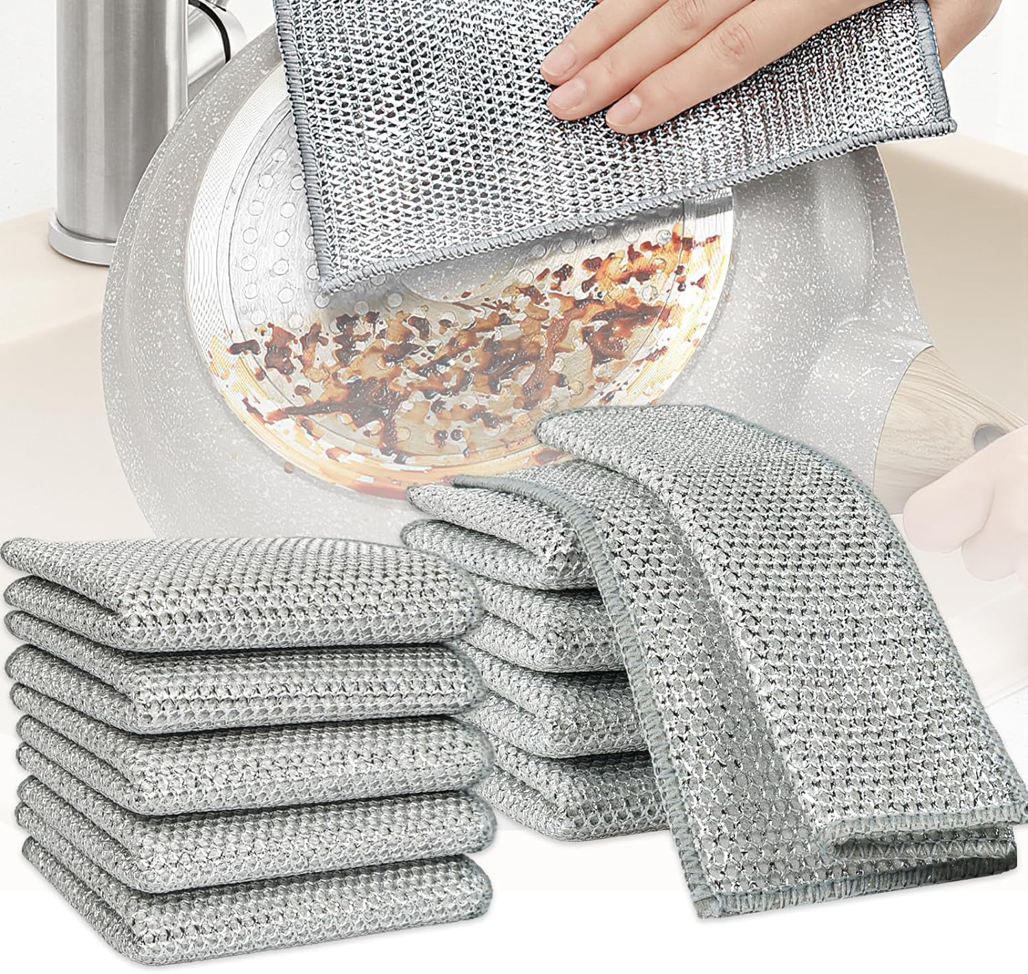 Multifunctional Non Scratch Dishcloth, Multipurpose Wire Dishwashing ...