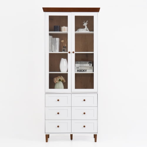Multifunctional Organization White MDF Display Storage Cabinet, Tall ...