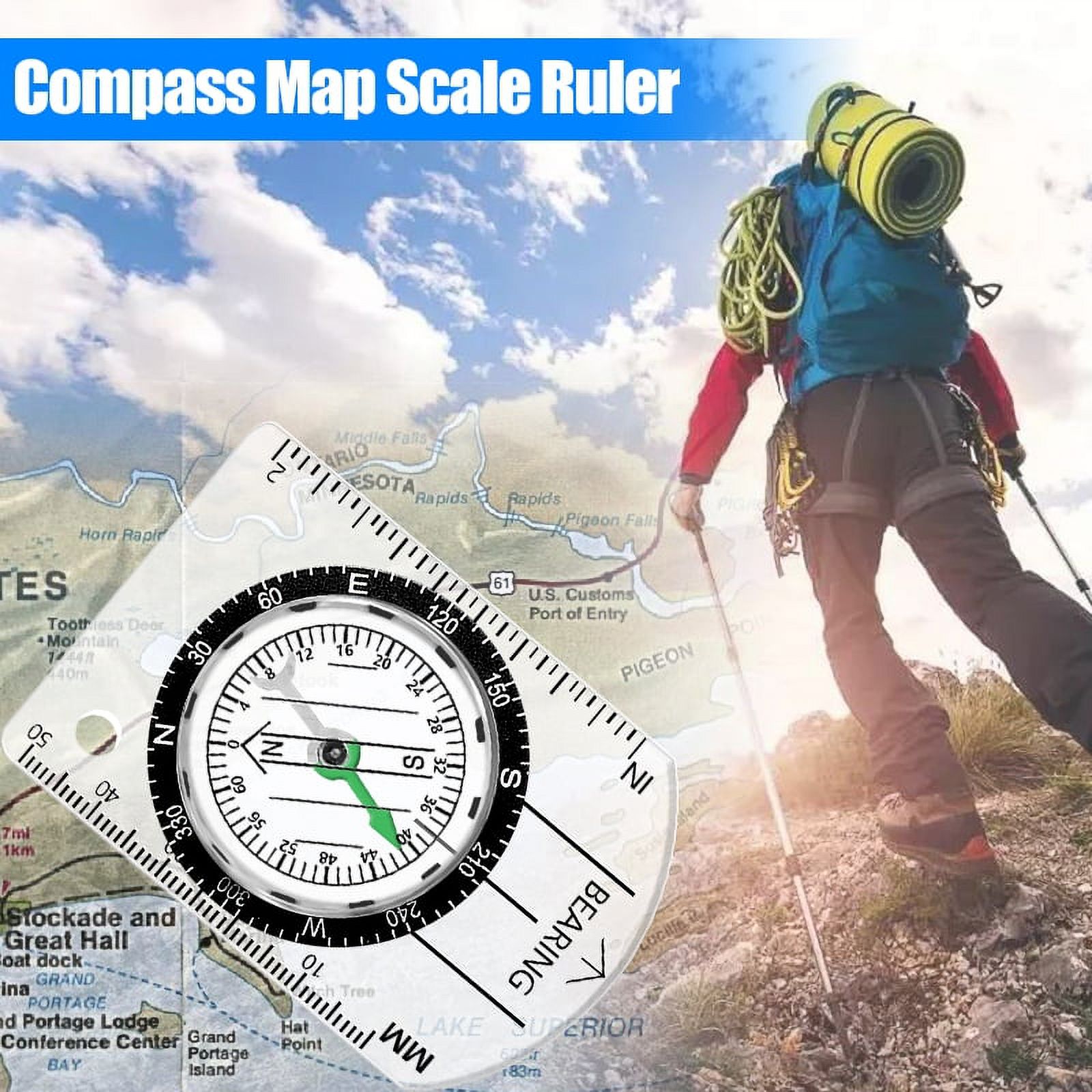 Multifunctional Outdoor Equipment Portable Compass Map Scale Ruler for ...