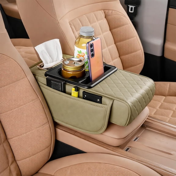2026 New Multifunctional PU Leather Car Armrest Box Mat, with Storage ...