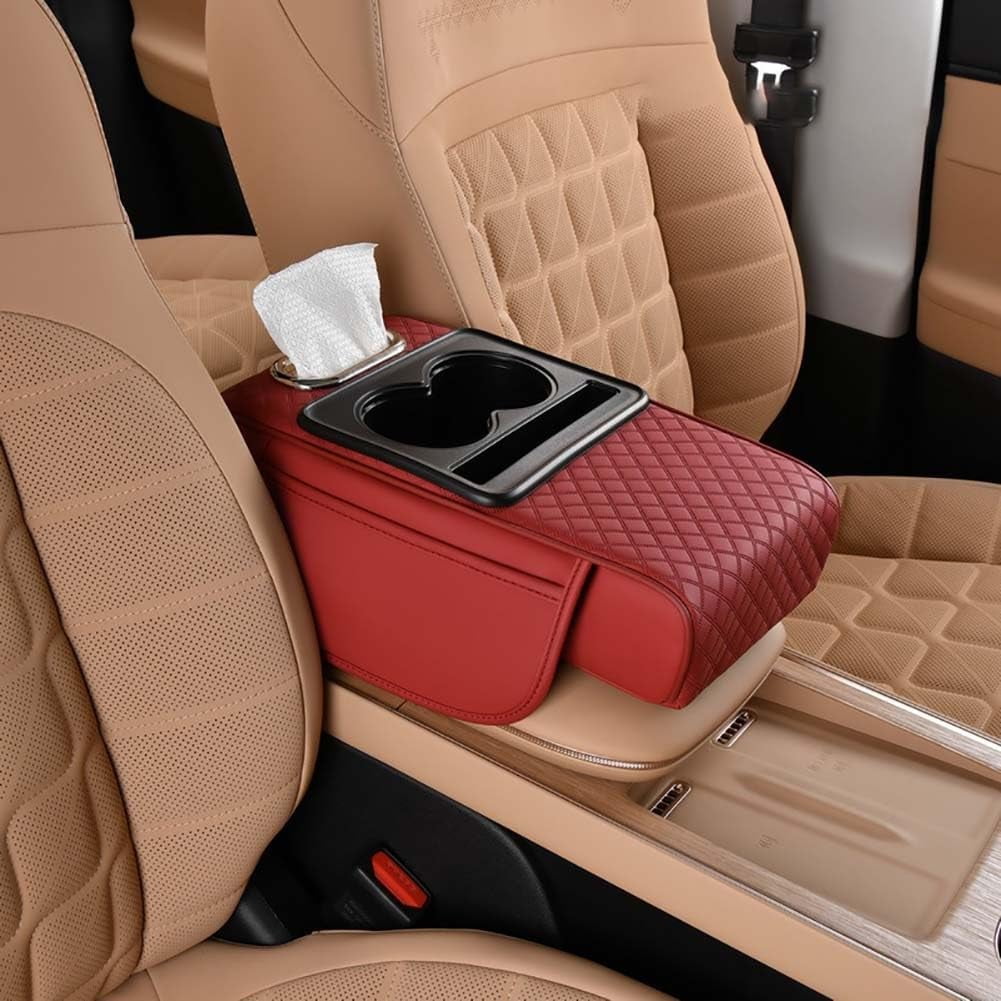 Multifunctional PU Leather Car Armrest Box Mat, Center Console Cover ...