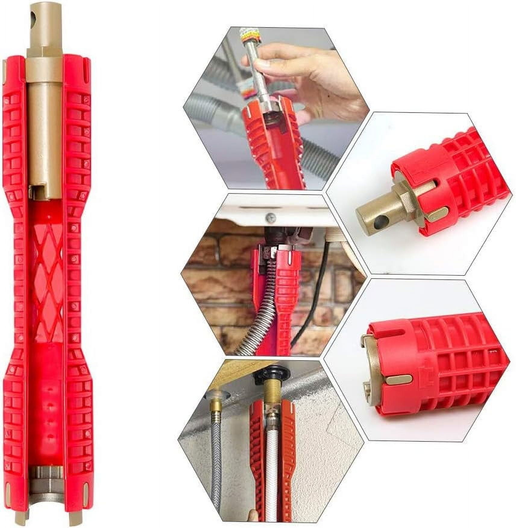 Multifunctional Plumbing Tool Basin Wrench For Tight Spaces, Red 8 In 1 ...