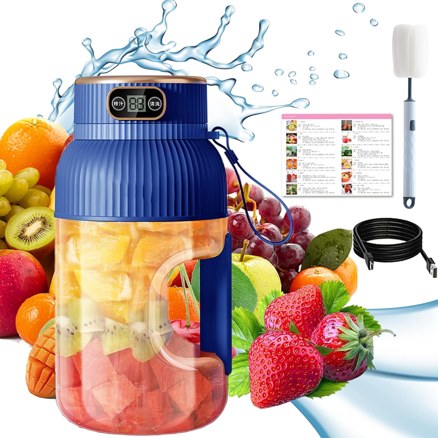 Multifunctional Portable Juicer Cup With Digital Display, Self-Cleaning ...