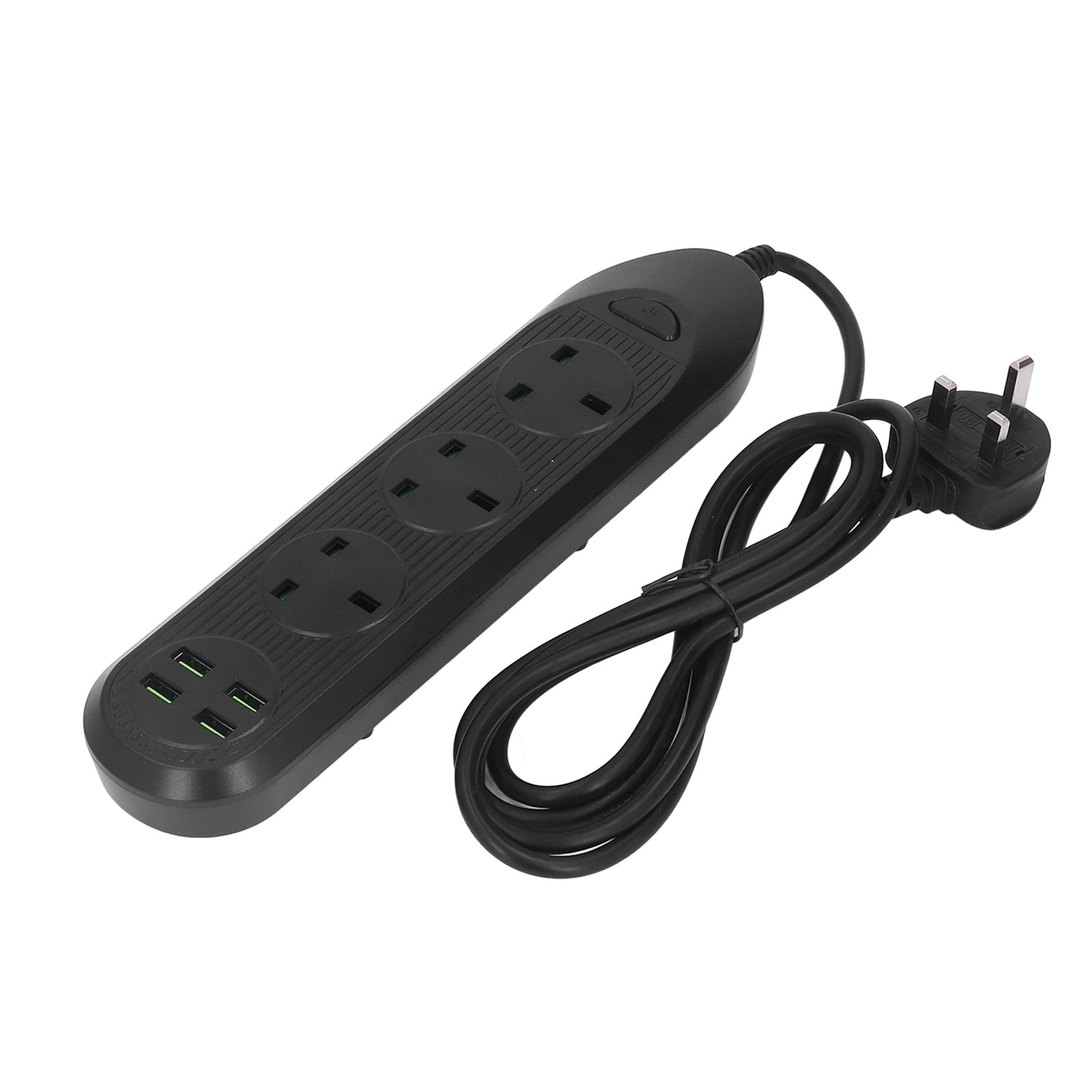 Multifunctional Power Strip with 3 UK Sockets, 4 USB Ports, 2500W, 250V ...