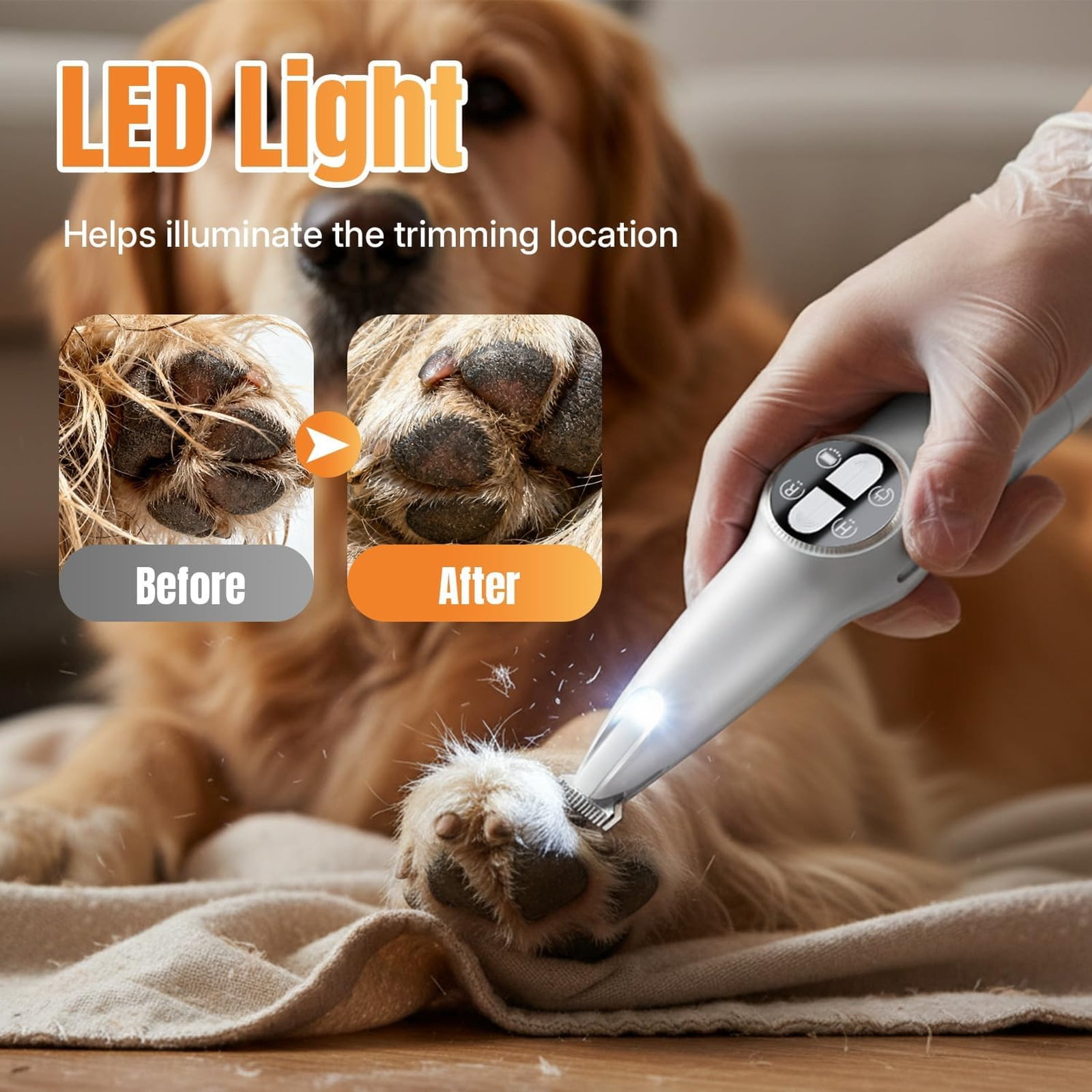 Multifunctional Rechargeable Pet Shaver Hair Nail Trimmer With Led ...