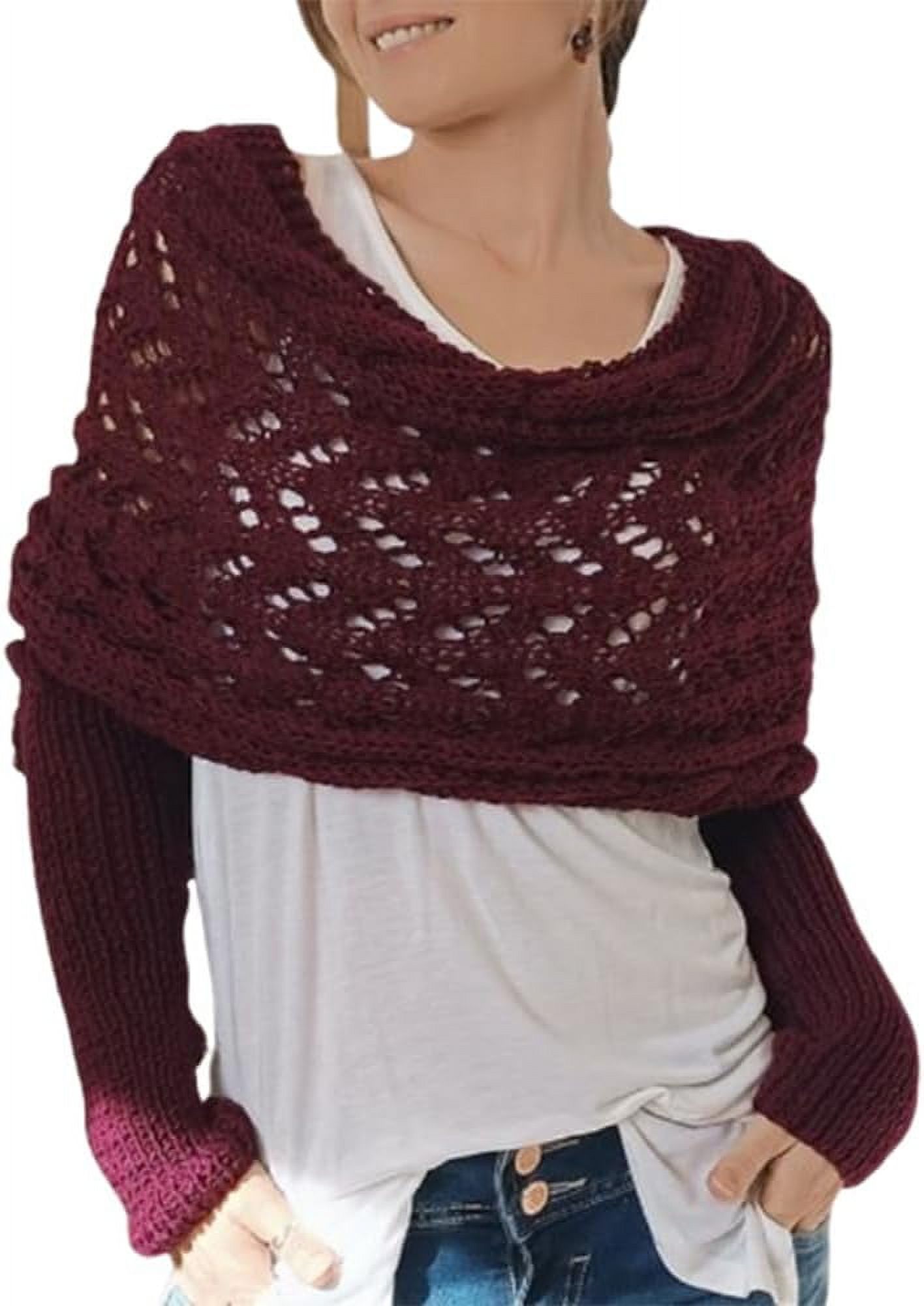 Multifunctional Scarf with Sleeves,Knitted Cable Wrap,Scarf with ...