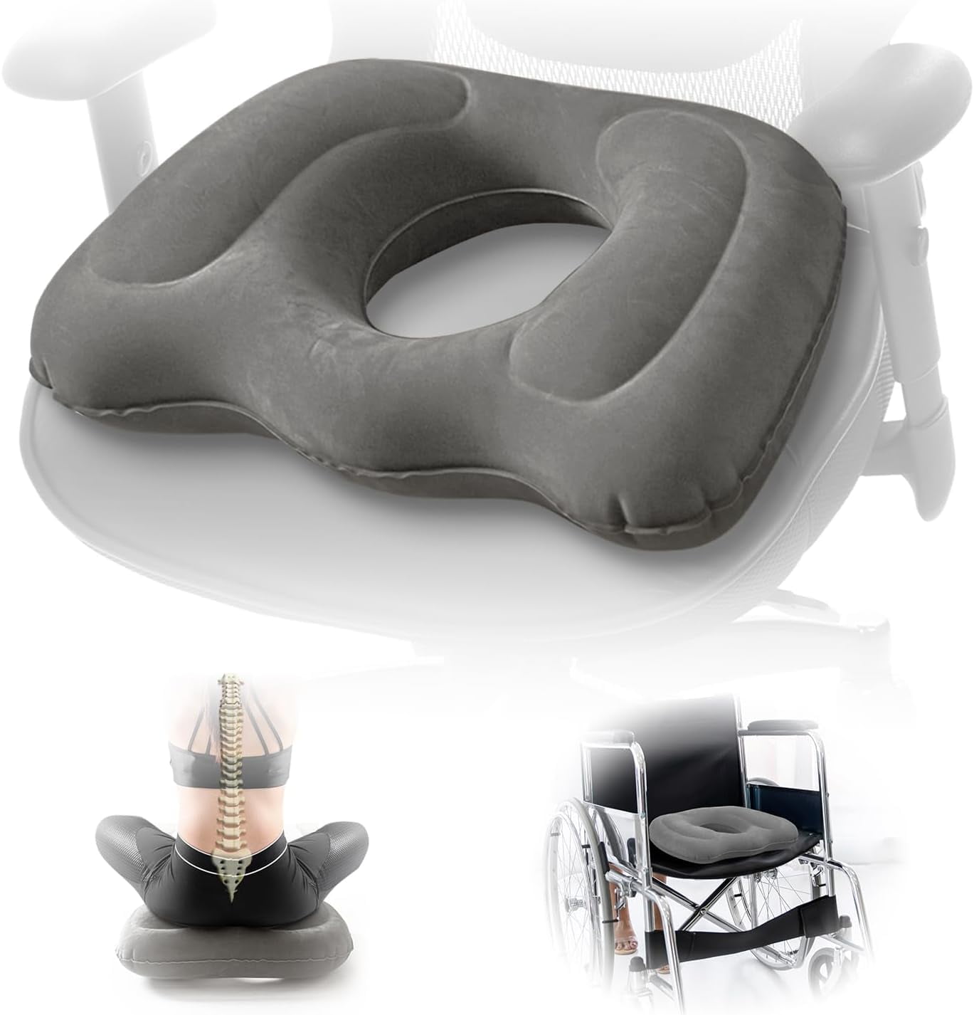 Multifunctional Seat Cushion,Inflatable Donut Pillow - Hemorrhoid ...