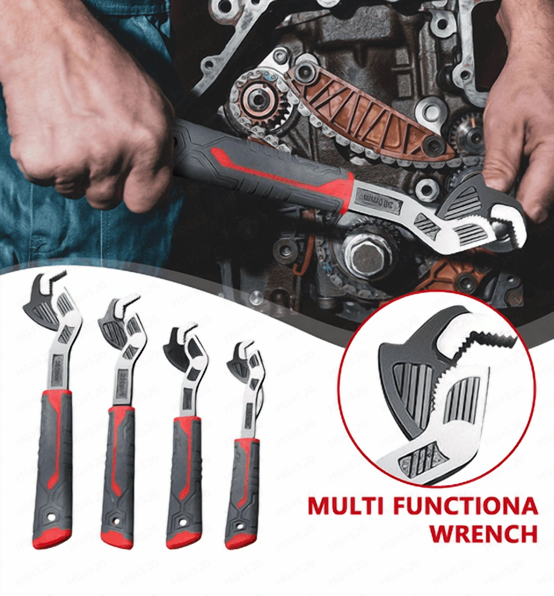 Multifunctional Self Locking Wrench, Multi-Size Selection Self ...