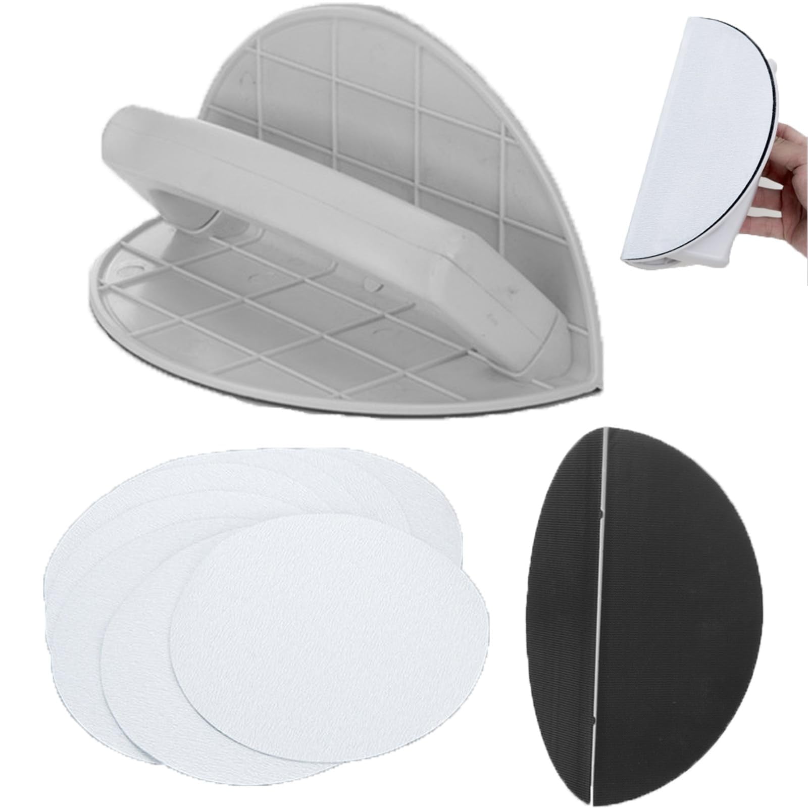 Multifunctional Semi-Circular Angle Sanding Sandpaper Tool, Self-adhesive Handheld Micro Detail ...