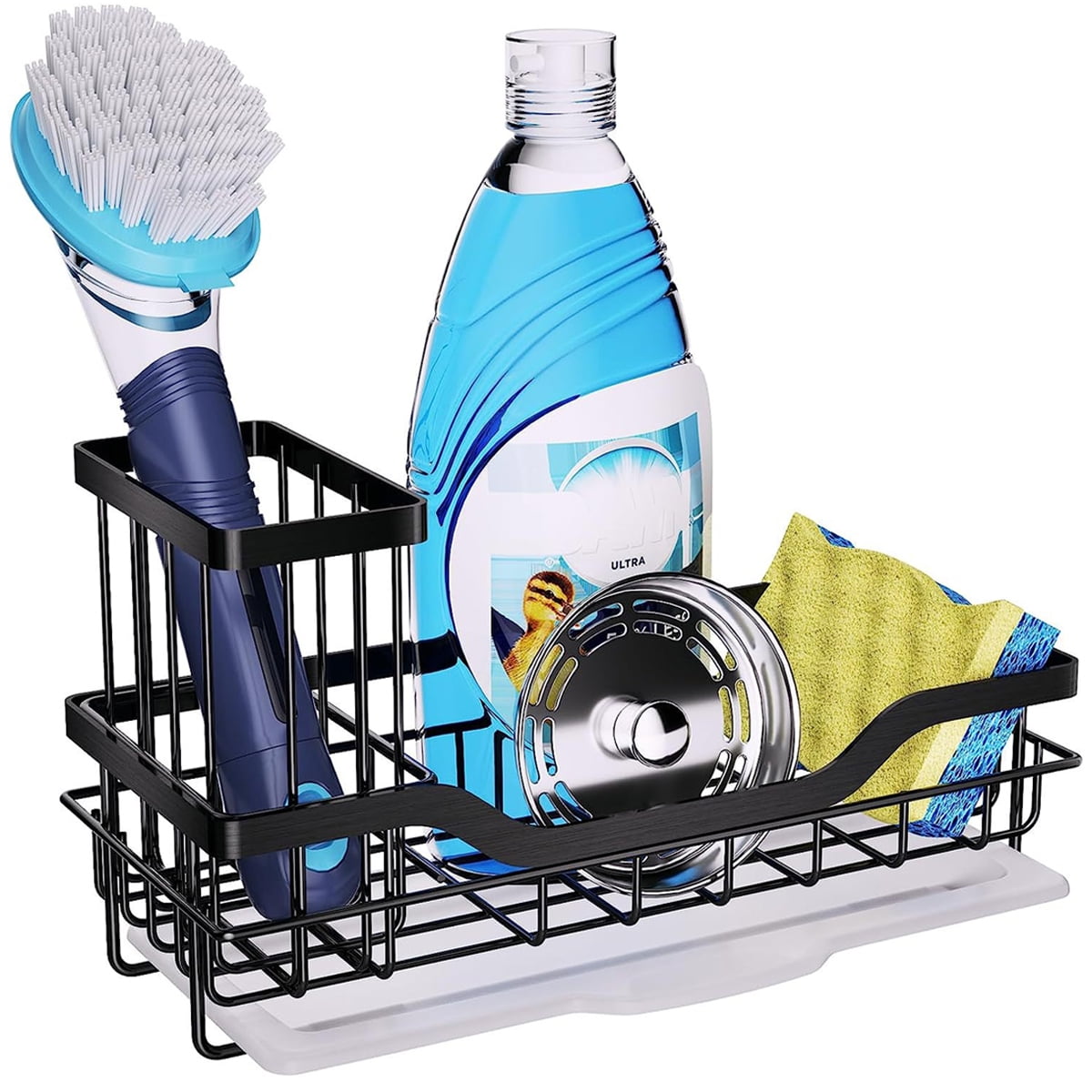Multifunctional Sink Caddy with Detachable Brush Holder, Kitchen Sink ...
