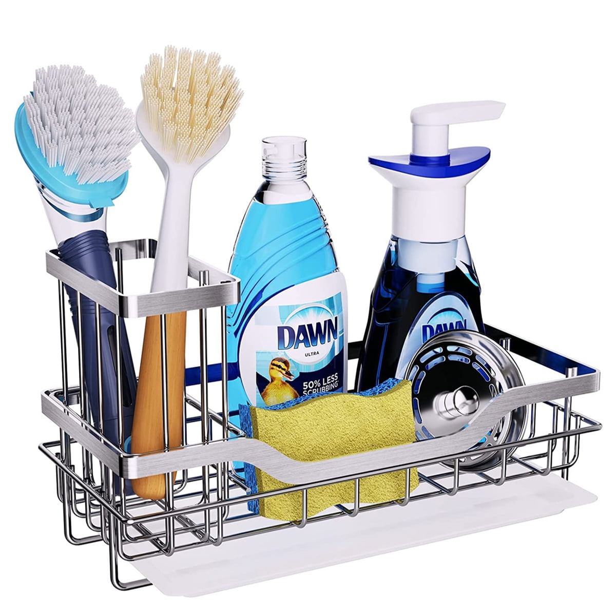 Multifunctional Sink Caddy with Detachable Brush Holder, Kitchen Sink ...